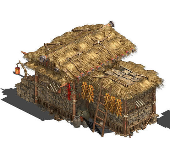Folk Building - Thatched Cottage 3D model | CGTrader
