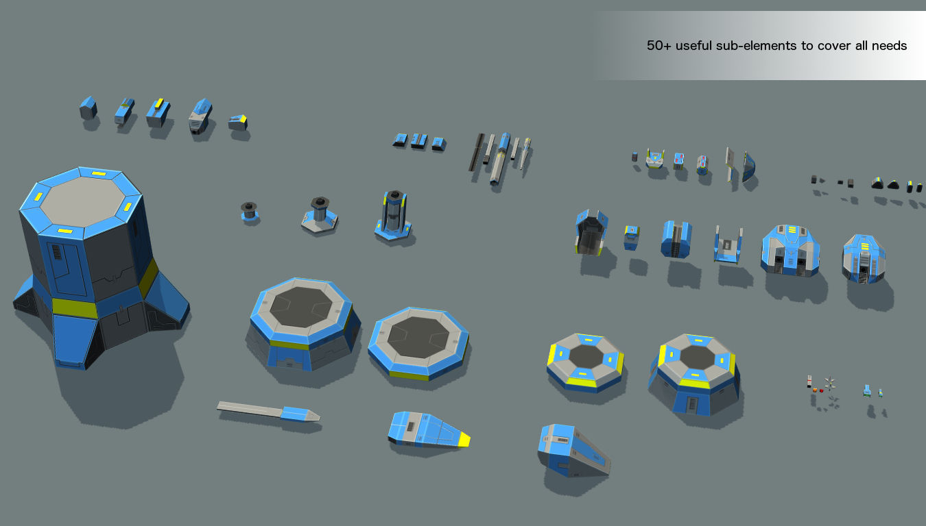 3D model Lowpoly Sci-Fi - Modular Turrets VR / AR / low-poly | CGTrader