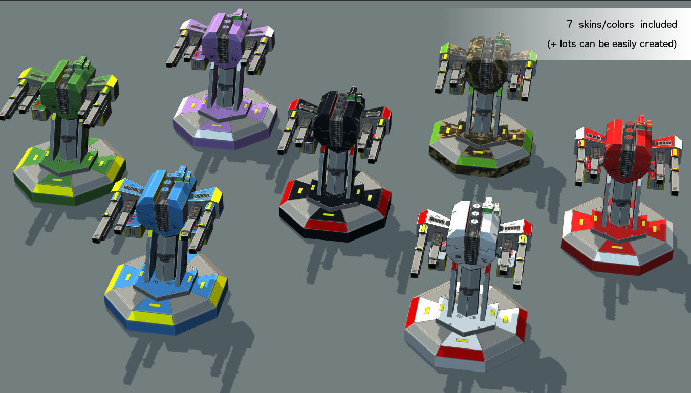 3D model Lowpoly Sci-Fi - Modular Turrets VR / AR / low-poly | CGTrader
