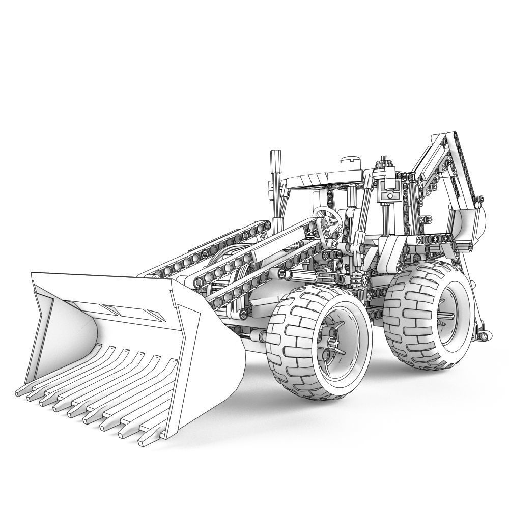 Lego Technic Backhoe Loader 3D model | CGTrader