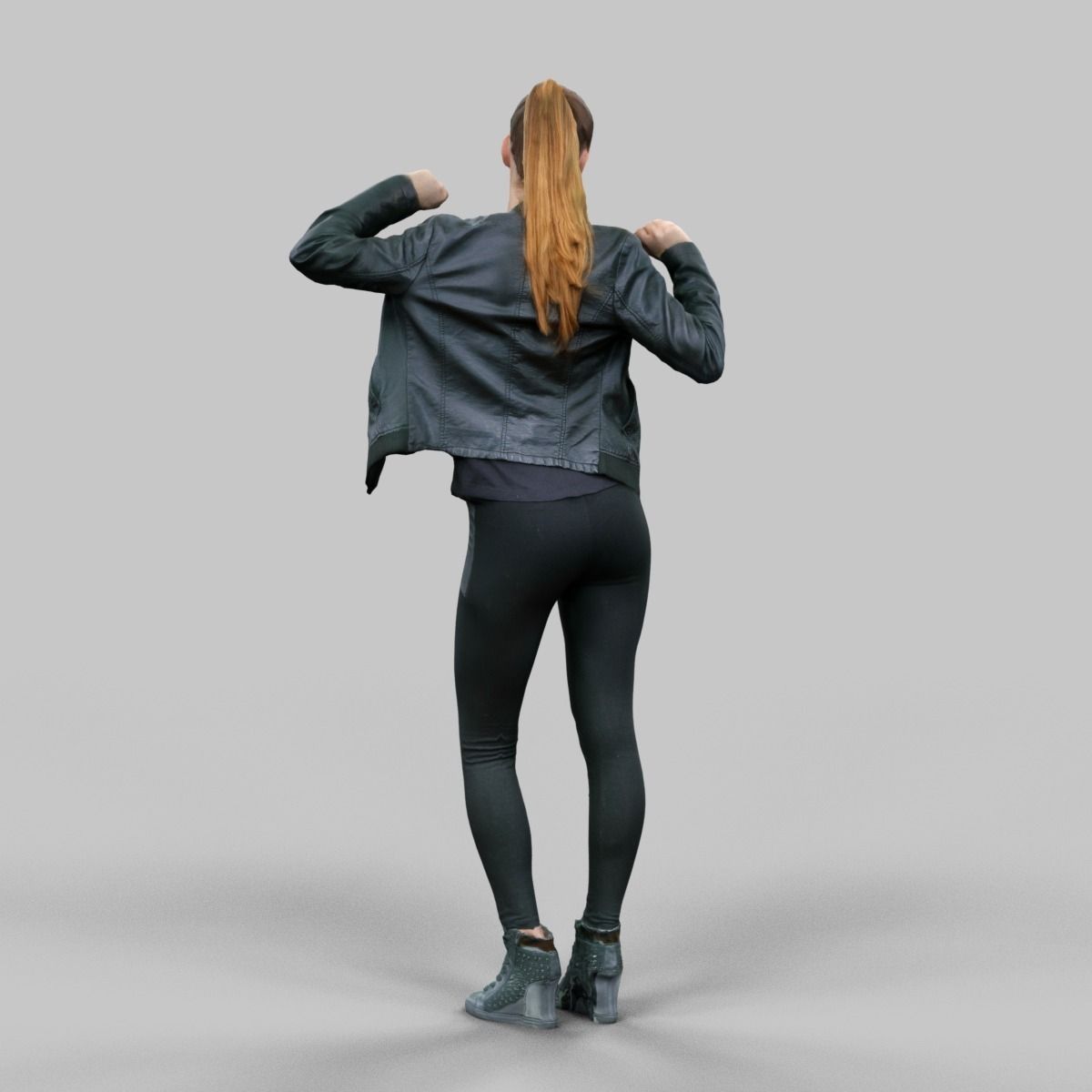 3D model Girl in shiny black outfit dancing VR / AR / low-poly | CGTrader