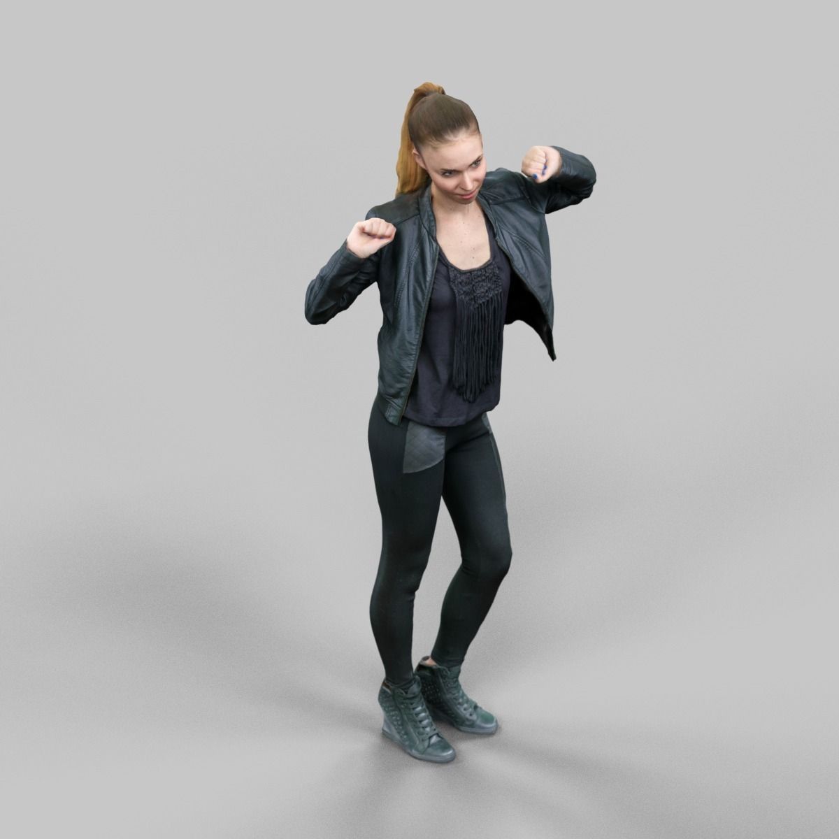 3D model Girl in shiny black outfit dancing VR / AR / low-poly | CGTrader
