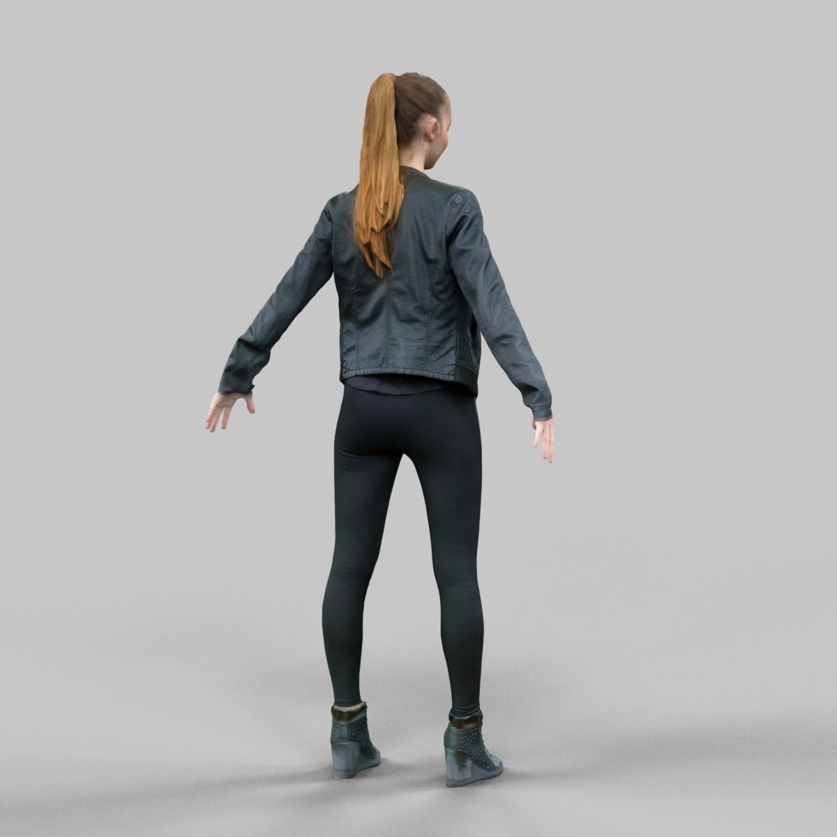 3D model A-Pose Girl in shiny black clothing VR / AR / low-poly | CGTrader