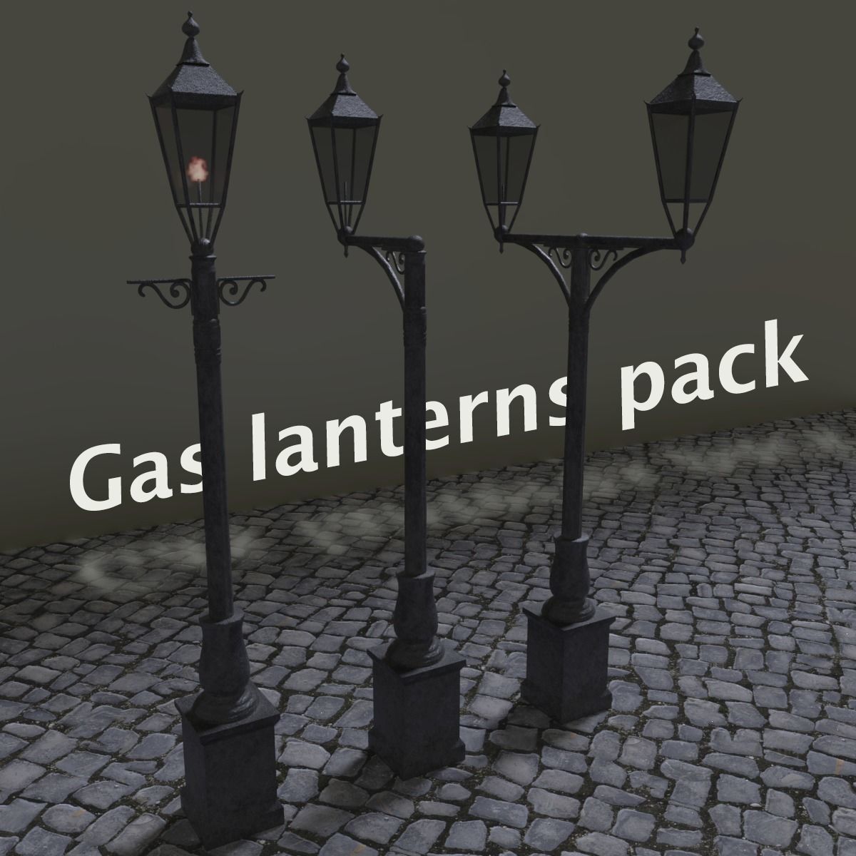 3D model Street Lanterns Pack Low-poly 3d models VR / AR / low-poly ...