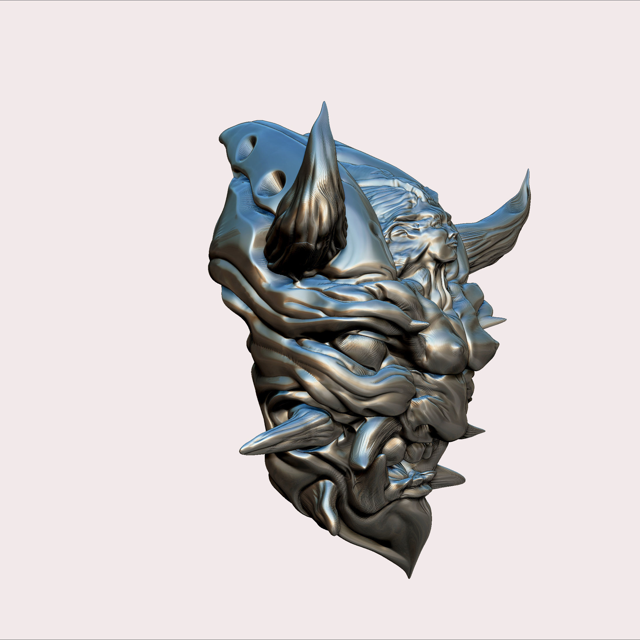 japanese demon woman mask 3D model 3D printable | CGTrader