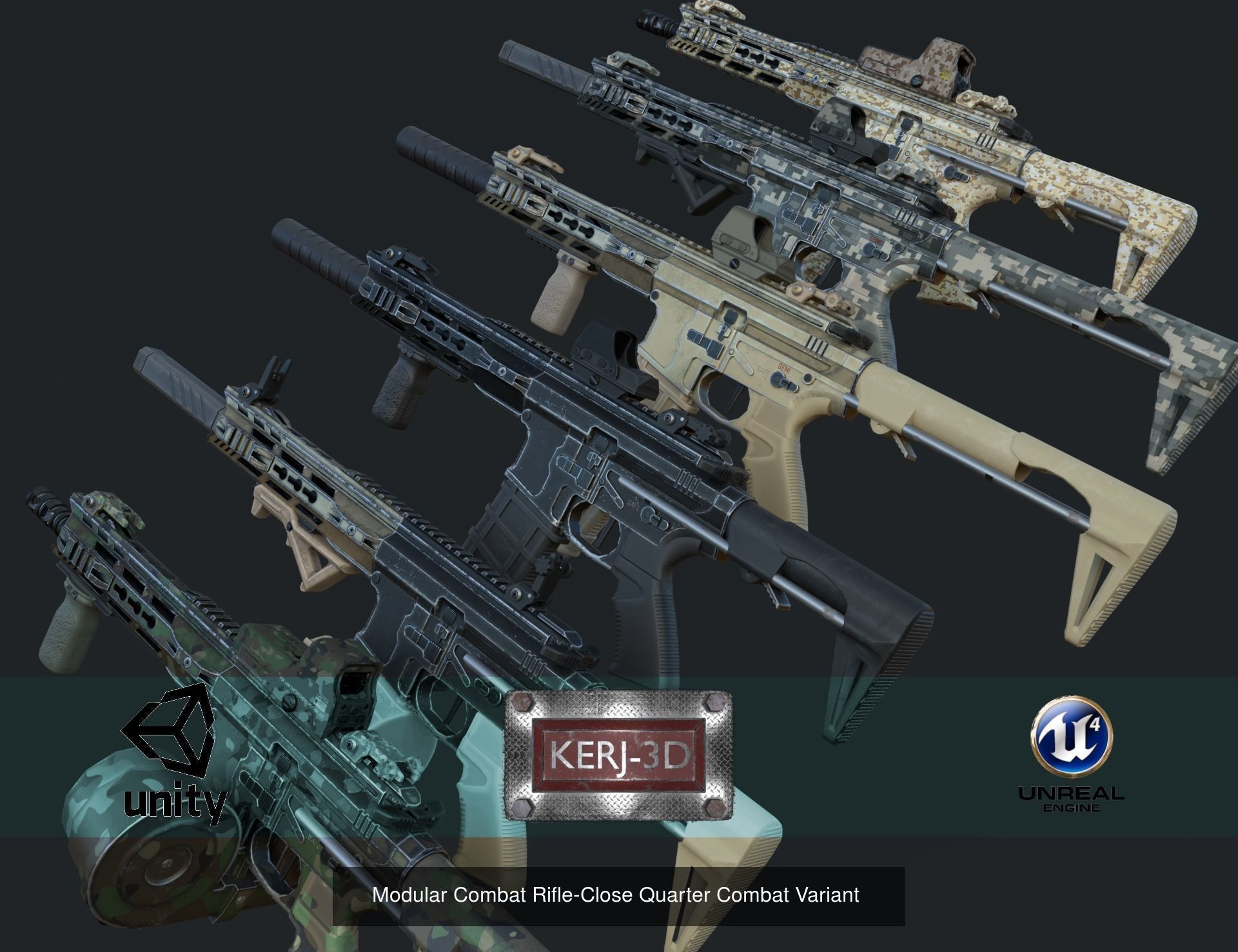 3D Model Collection Modular Combat Rifle-All Variants VR / AR / low ...