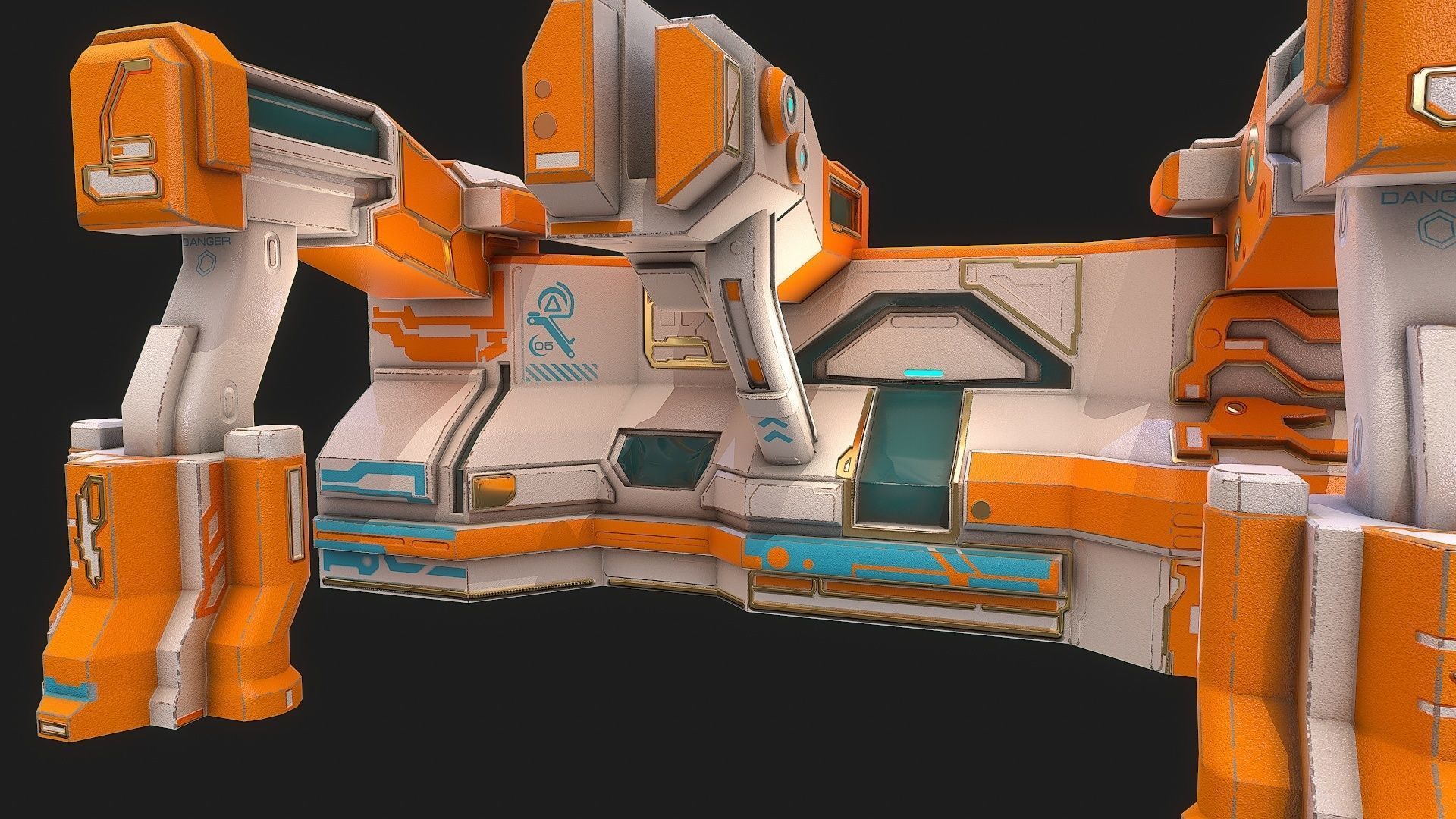 3D model Low poly sci fi laboratory wall structure VR / AR / low-poly ...