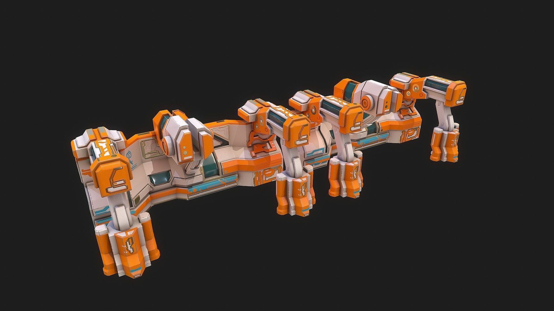 3D model Low poly sci fi laboratory wall structure VR / AR / low-poly ...