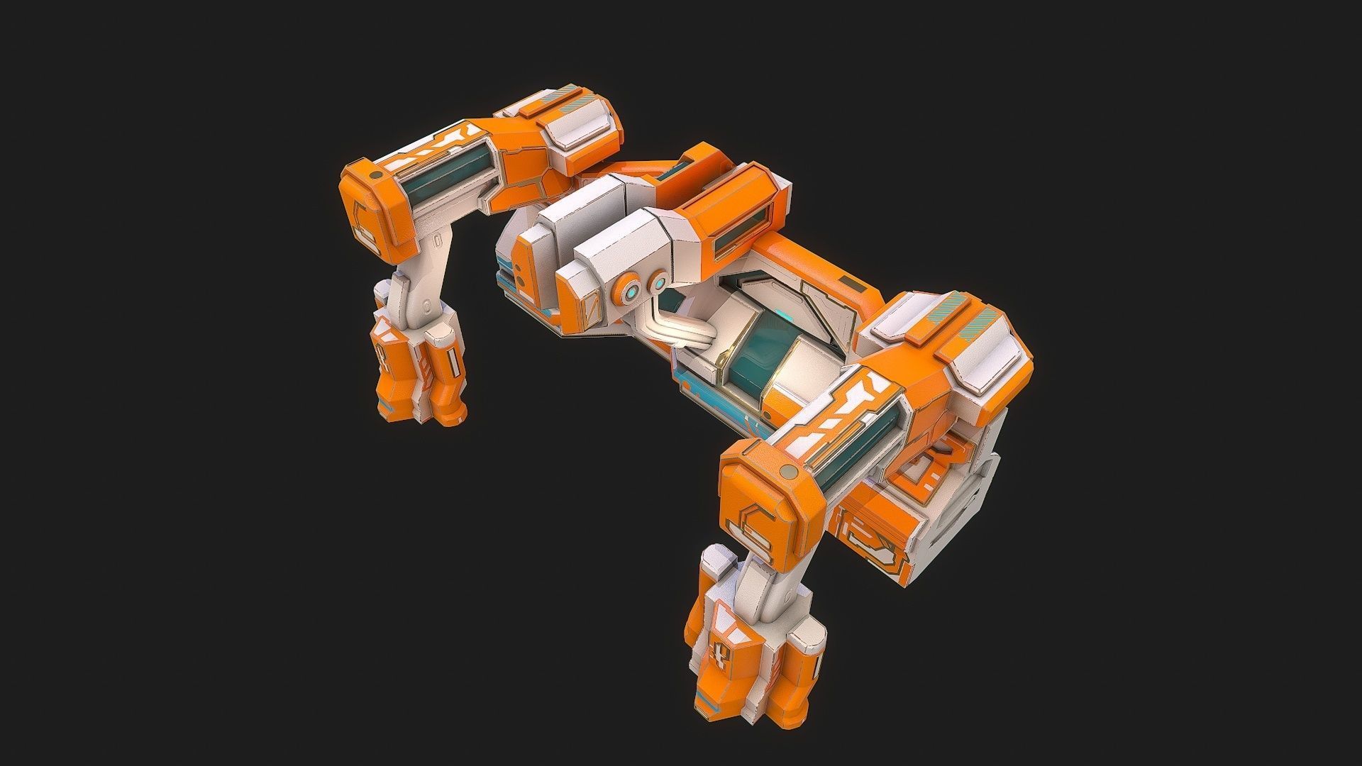 3D model Low poly sci fi laboratory wall structure VR / AR / low-poly ...