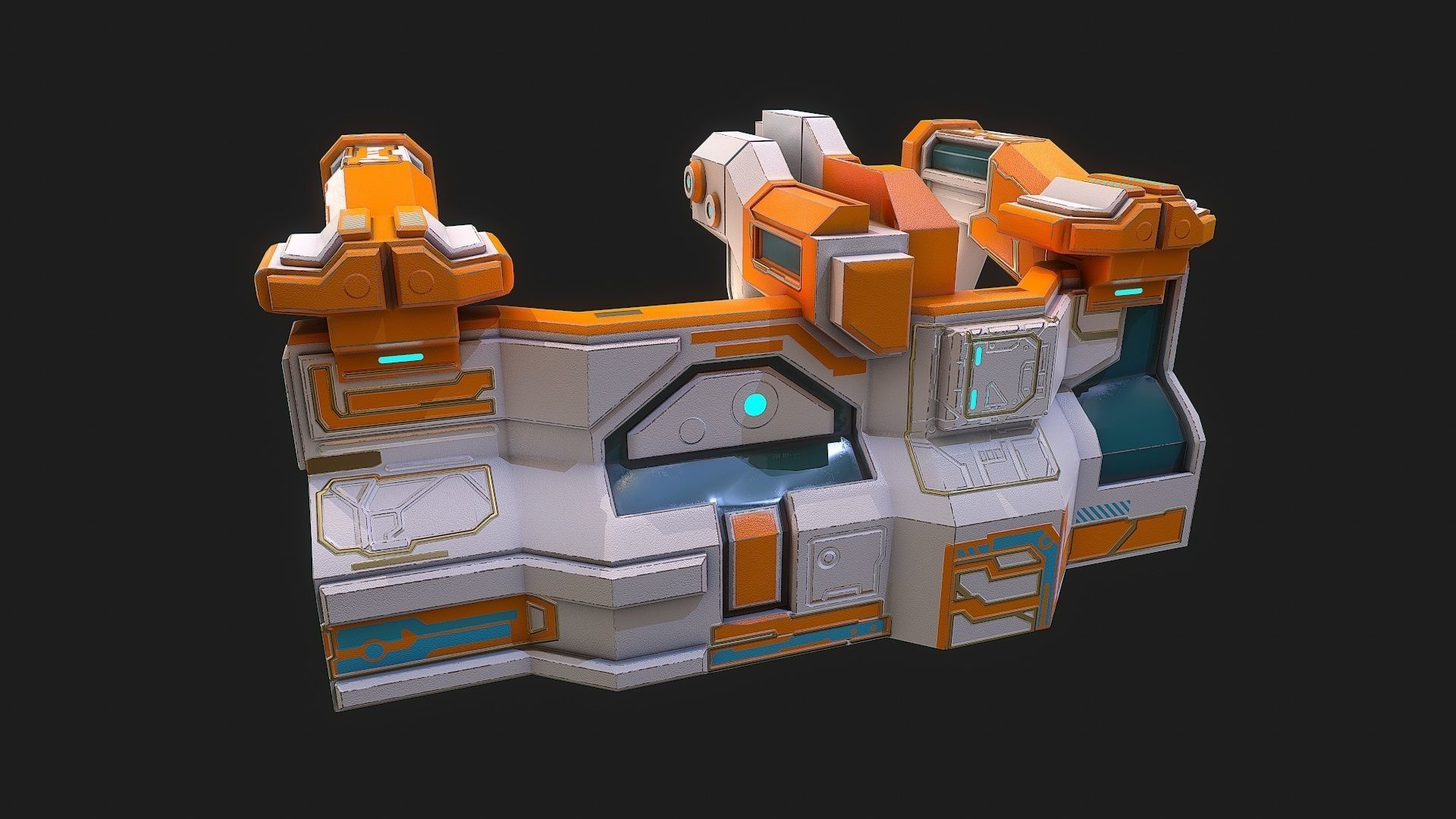 3D model Low poly sci fi laboratory wall structure VR / AR / low-poly ...