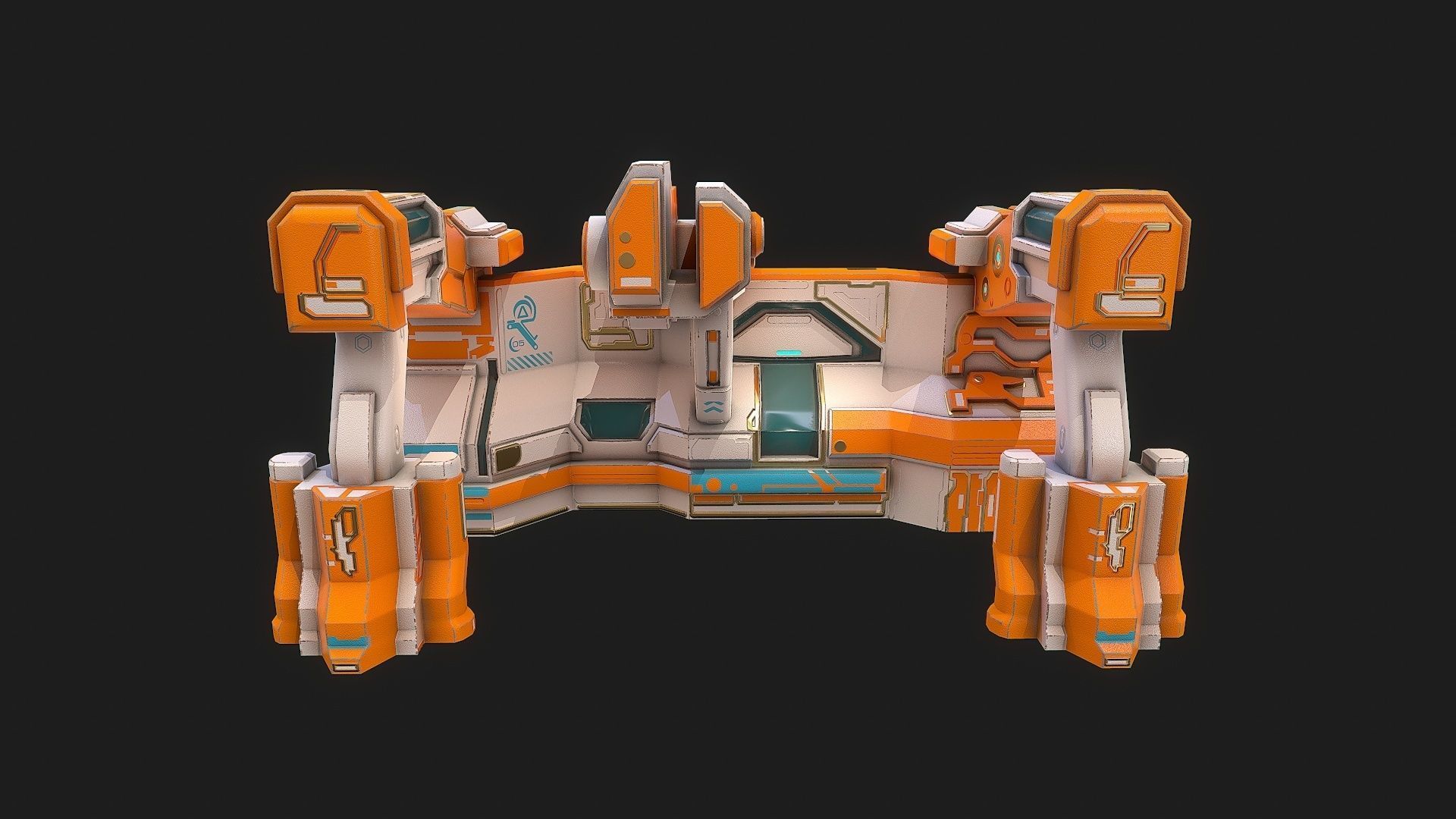 3D model Low poly sci fi laboratory wall structure VR / AR / low-poly ...