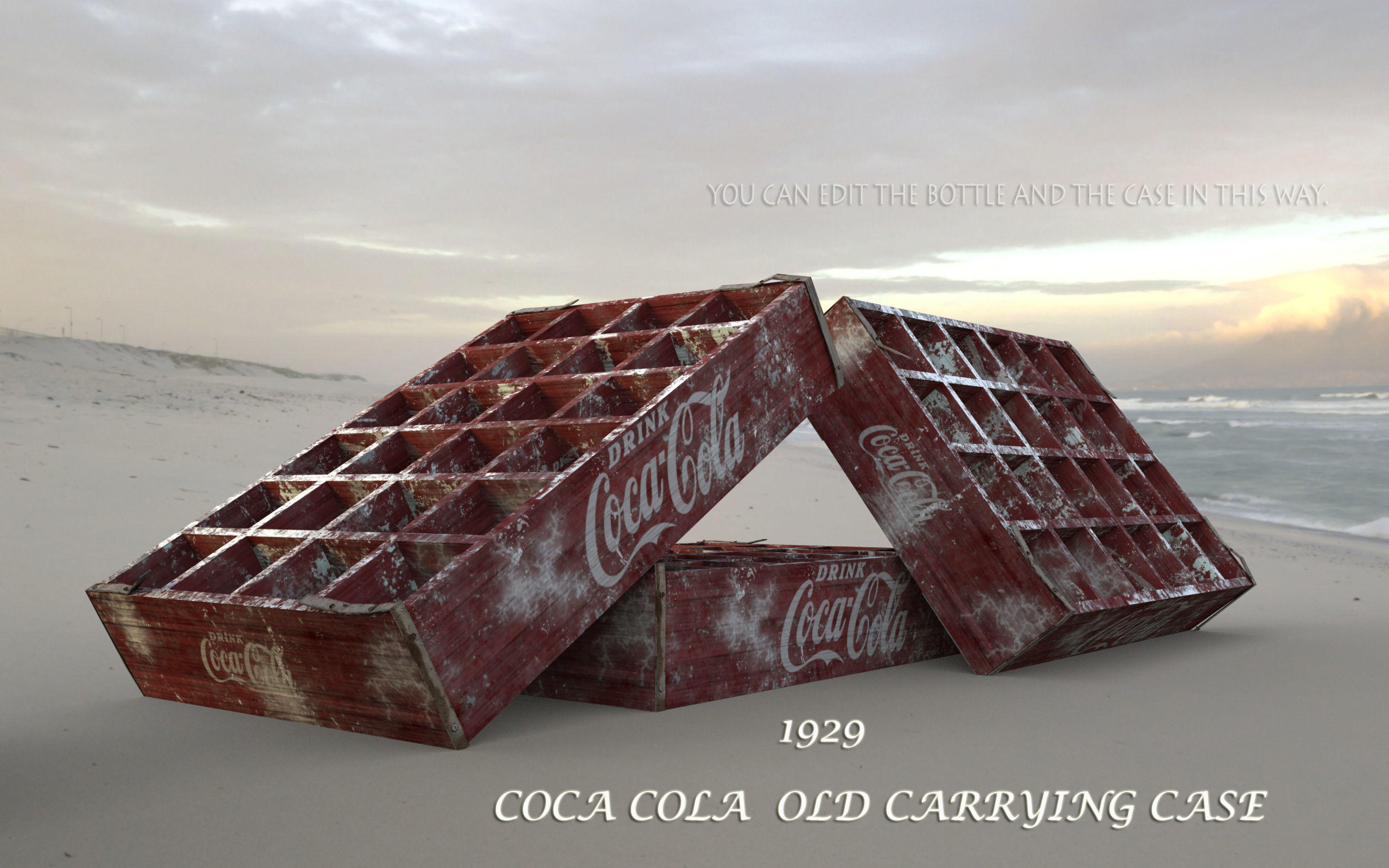 3D model OLD COCA COLA CARRYING CASE AND ONE BOTTLE DESIGN VR / AR ...