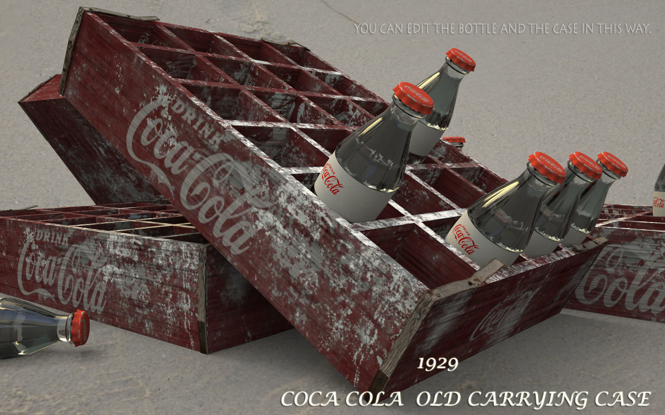 3D model OLD COCA COLA CARRYING CASE AND ONE BOTTLE DESIGN VR / AR ...
