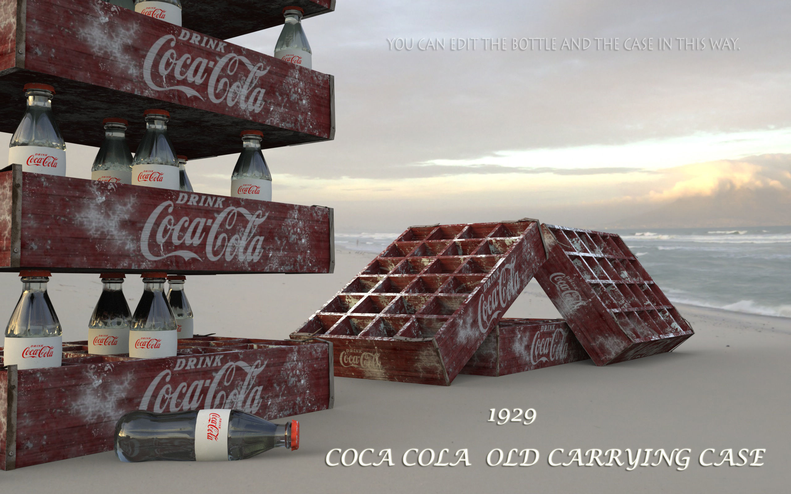 3D model OLD COCA COLA CARRYING CASE AND ONE BOTTLE DESIGN VR / AR ...