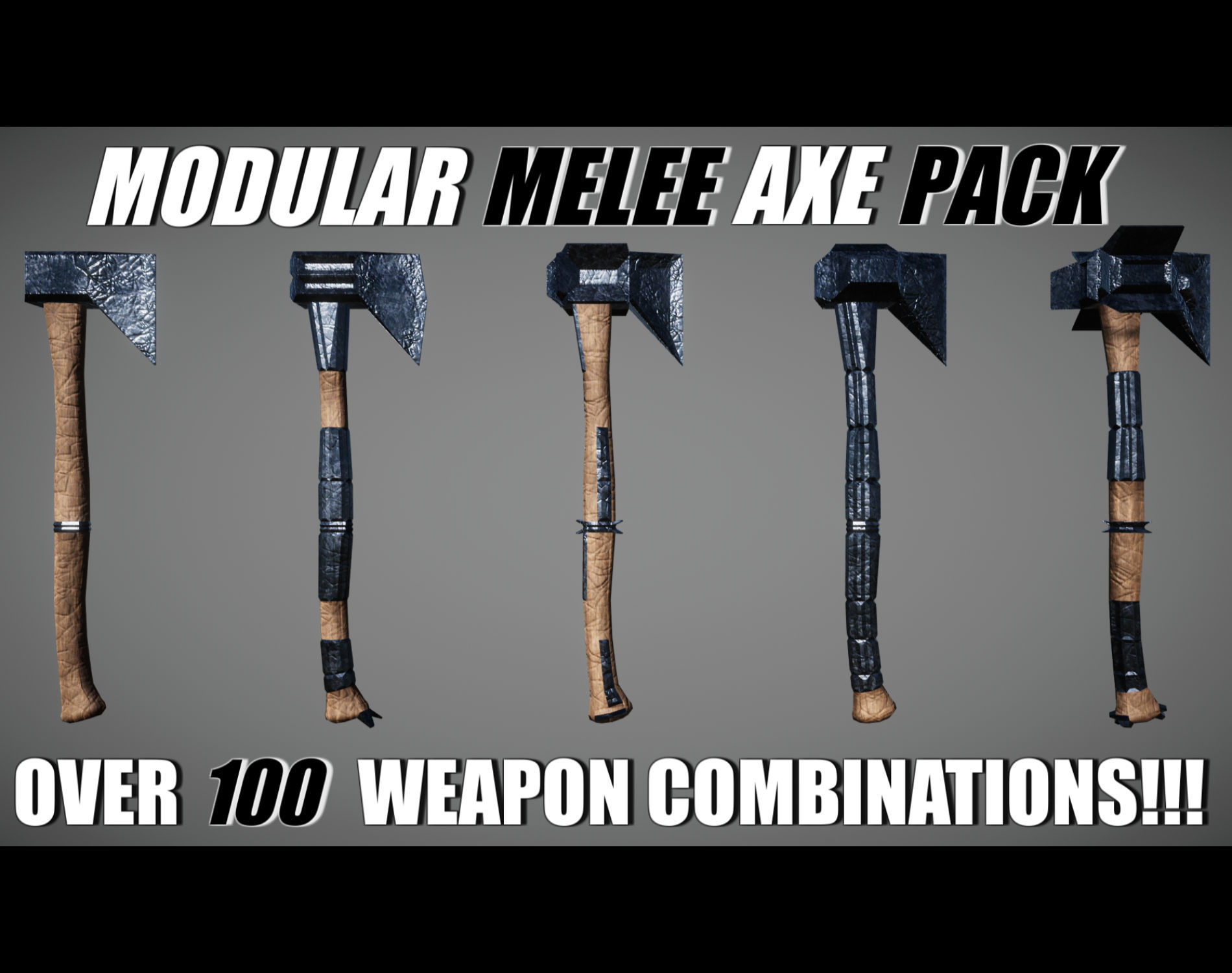 3D model Modular Melee - Axe Pack VR / AR / low-poly | CGTrader