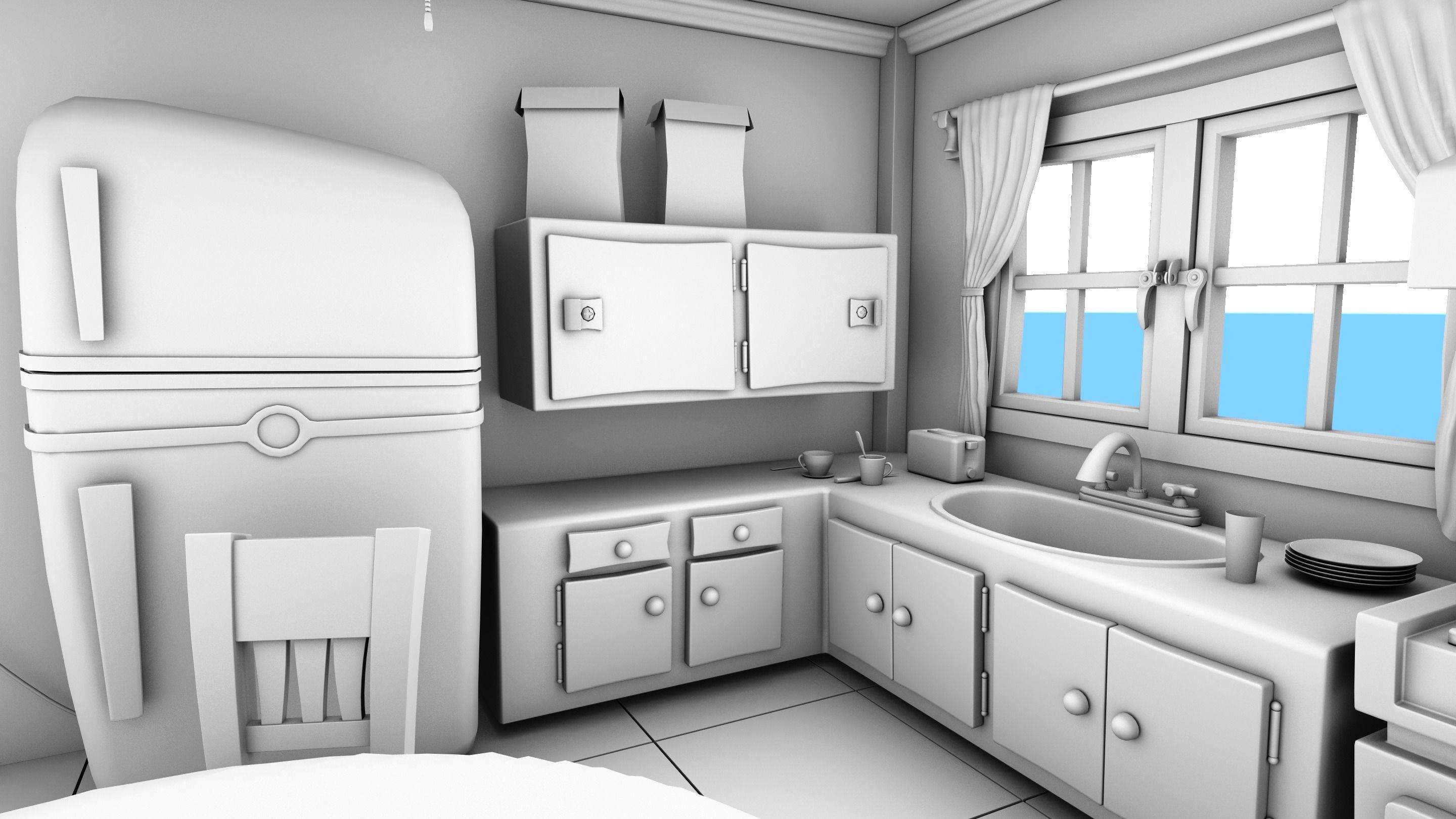 3D Cartoon kitchen environment 3D model | CGTrader