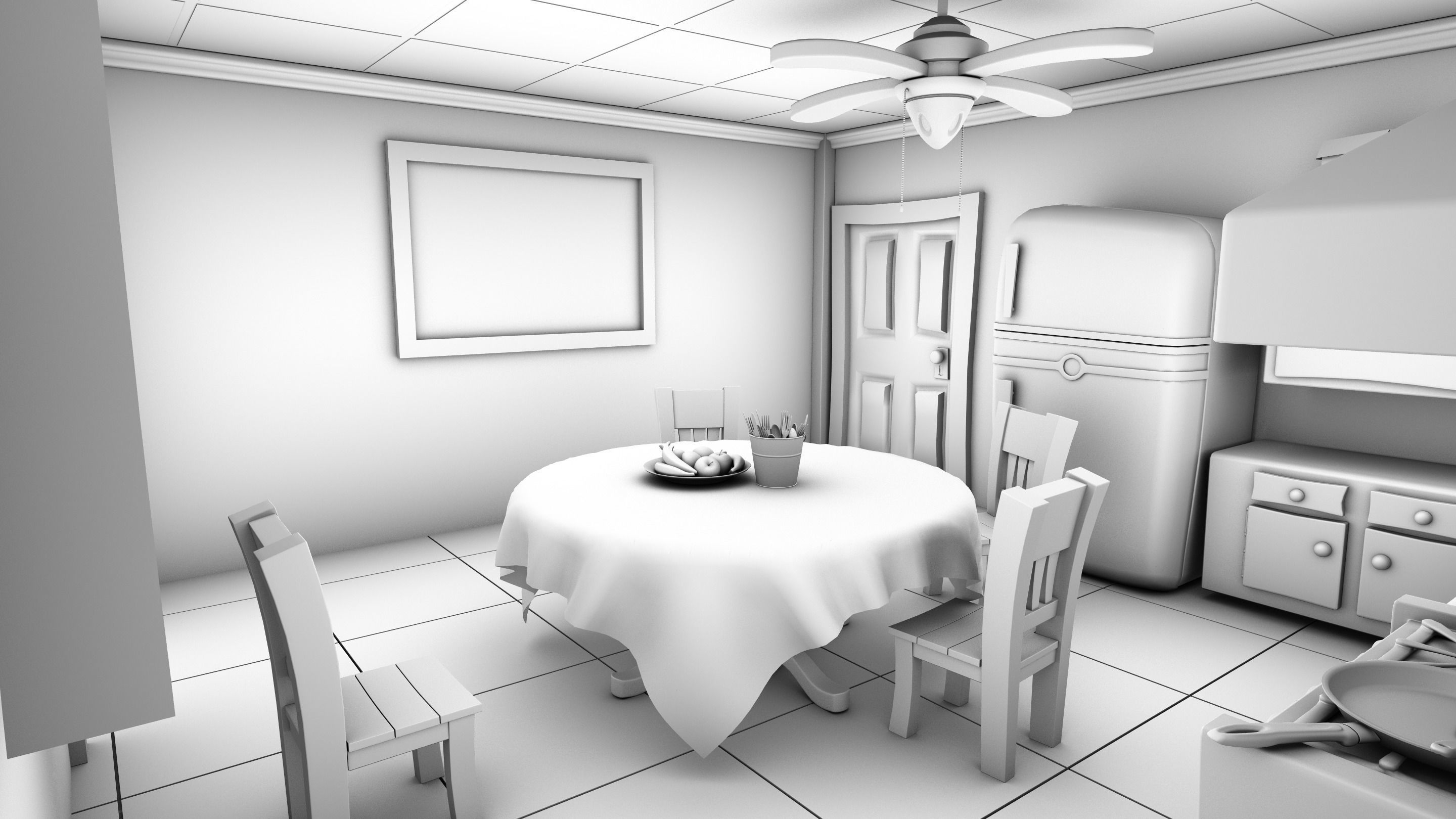 3D Cartoon kitchen environment 3D model | CGTrader