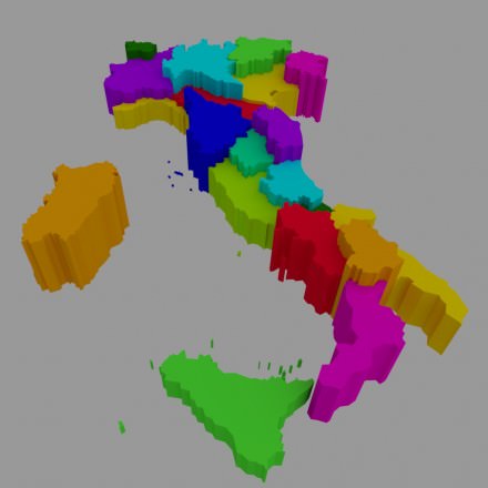 Italy colorful map of free 3D model | CGTrader