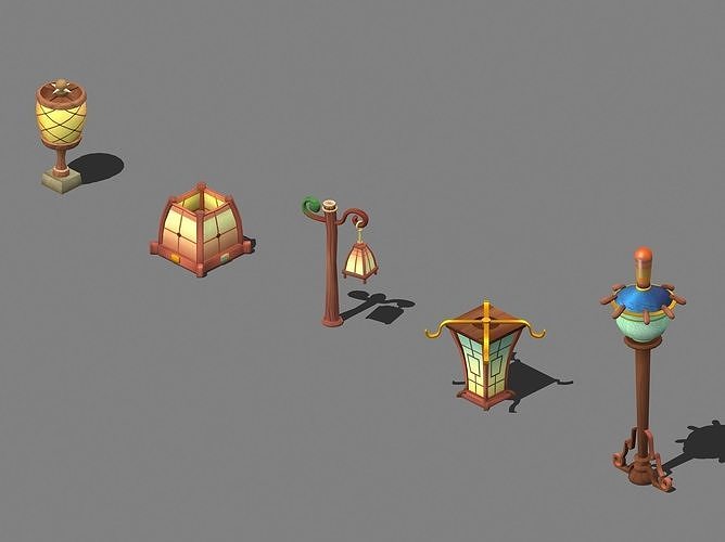 Cartoon world - a group of roadside decorative light 03 3D model | CGTrader