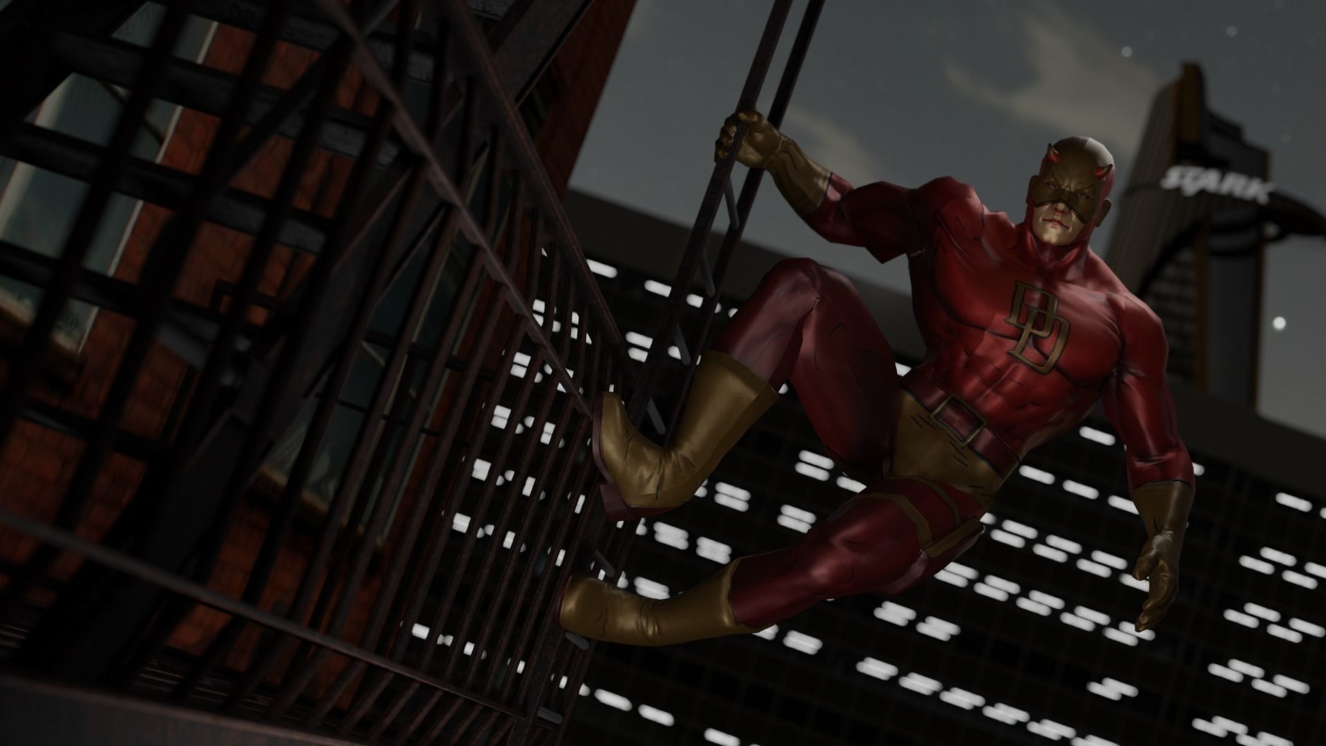 DareDevil Yellow Suit free 3D model rigged | CGTrader
