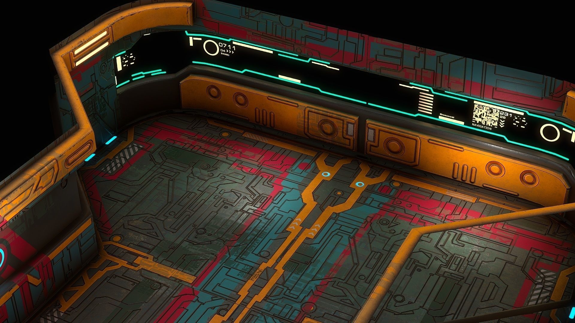 3D model Low poly sci fi modular room environment part1 VR / AR / low ...