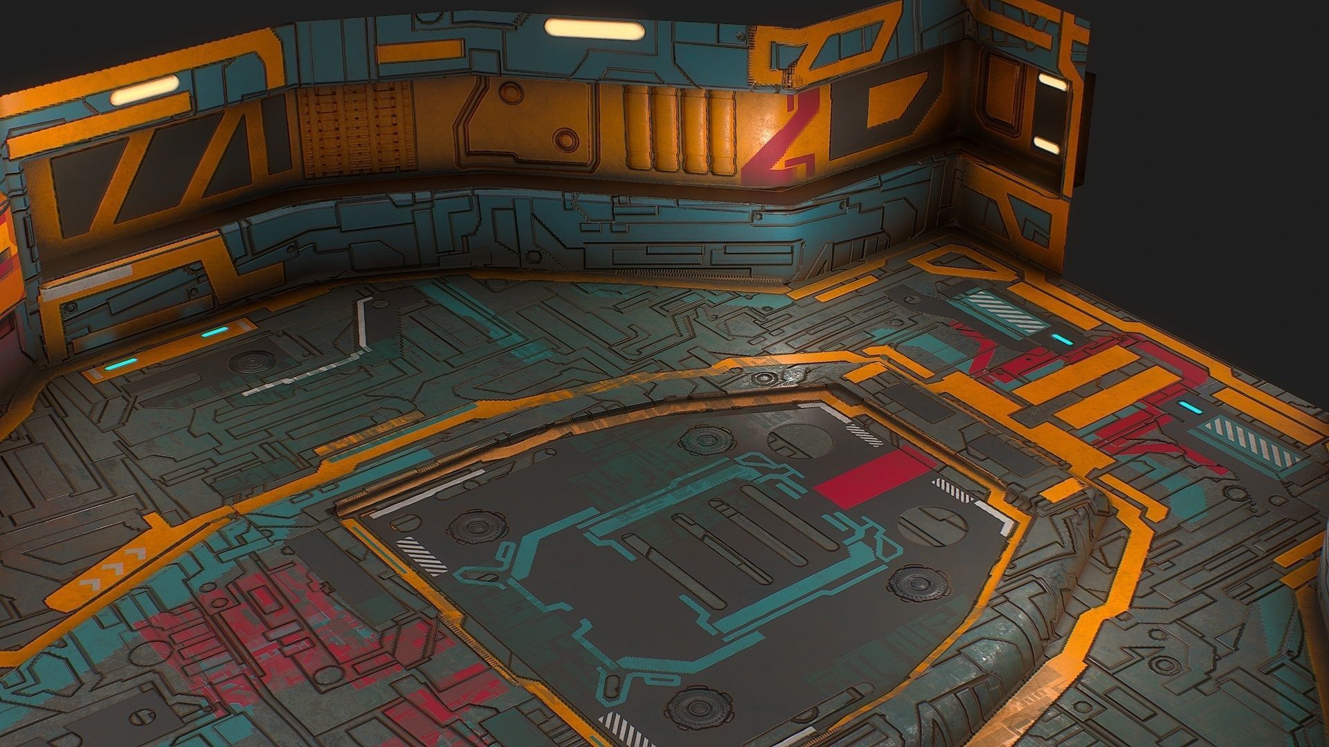 3D model Low poly sci fi modular room environment part2 VR / AR / low ...