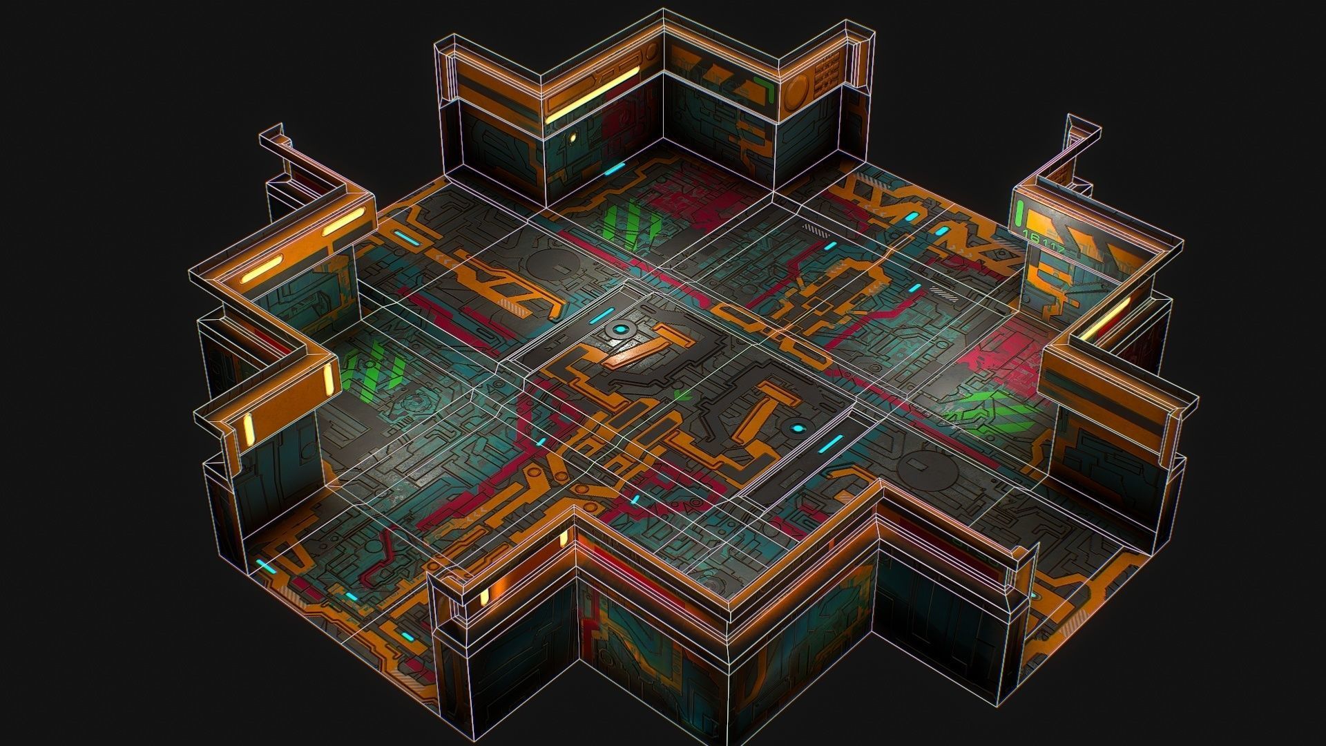 3D model Low poly sci fi modular room environment part3 VR / AR / low ...