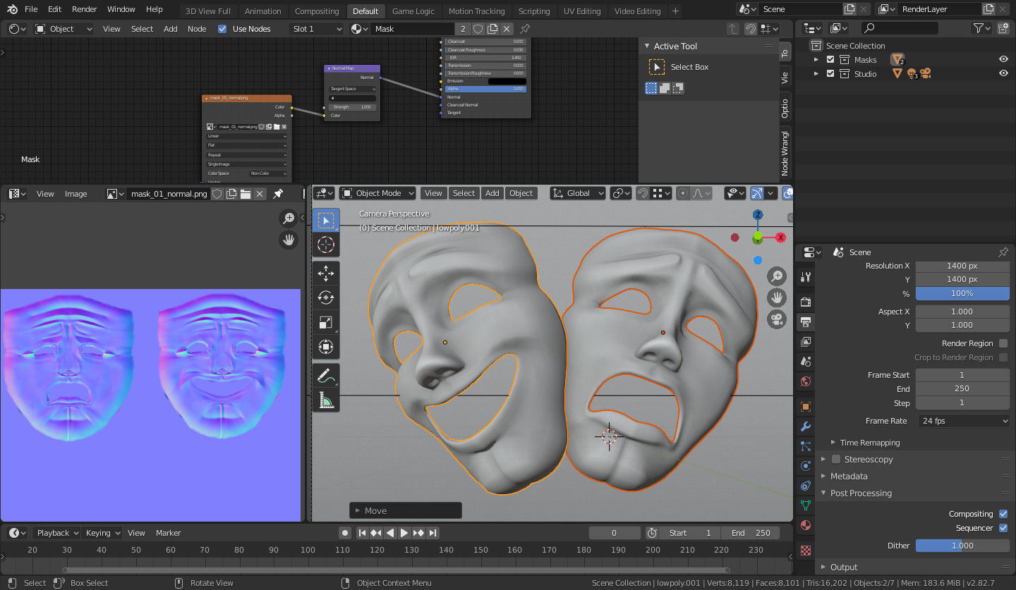3D model Sock and Buskin Theatre Masks VR / AR / low-poly | CGTrader