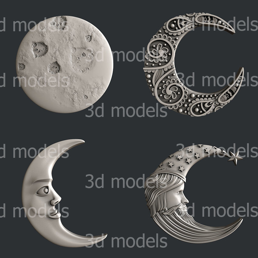 3d STL models for CNC router or 3d printer set moon 3D model | CGTrader