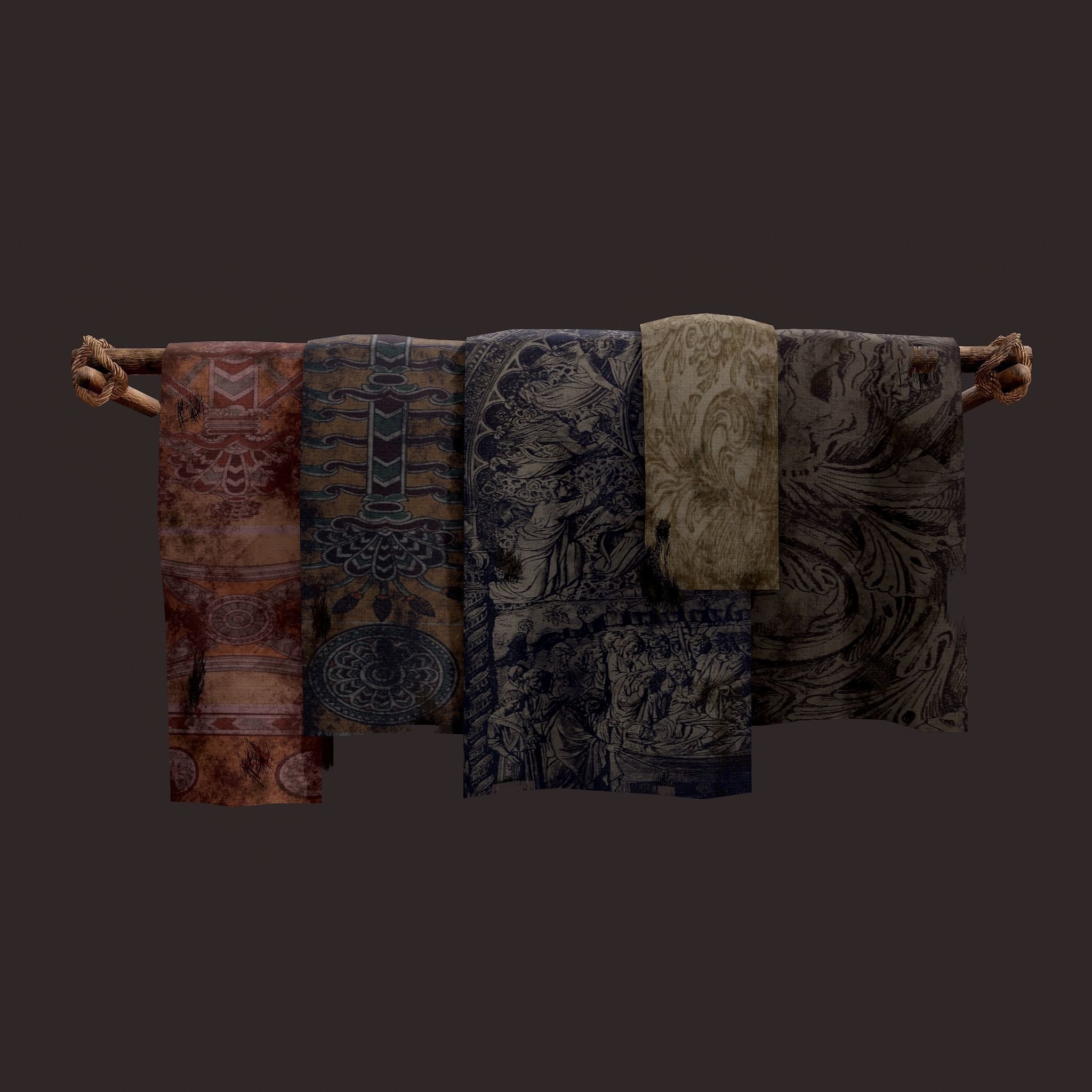 3D model Medieval Blanket Hanger VR / AR / low-poly | CGTrader