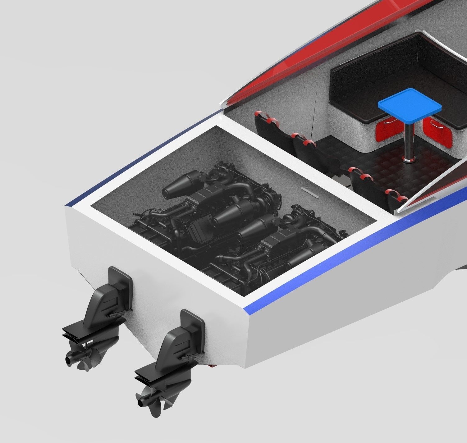 Cigarette fast commuter boat with engine 3D model | CGTrader