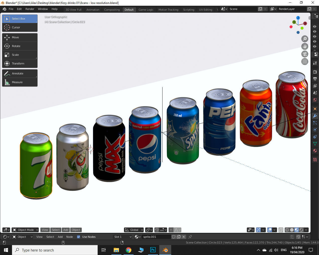 Coke Fanta Sprite Pepsi 7up Cans 3D model | CGTrader