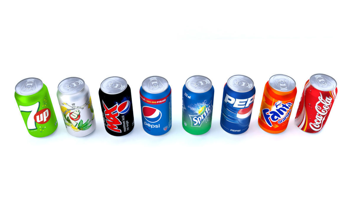 Coke Fanta Sprite Pepsi 7up Cans 3D model | CGTrader
