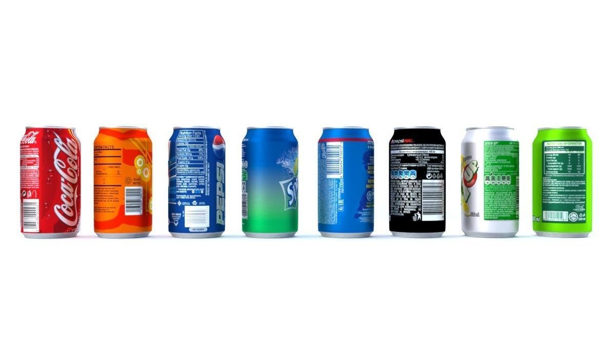 Coke Fanta Sprite Pepsi 7up Cans 3D model | CGTrader