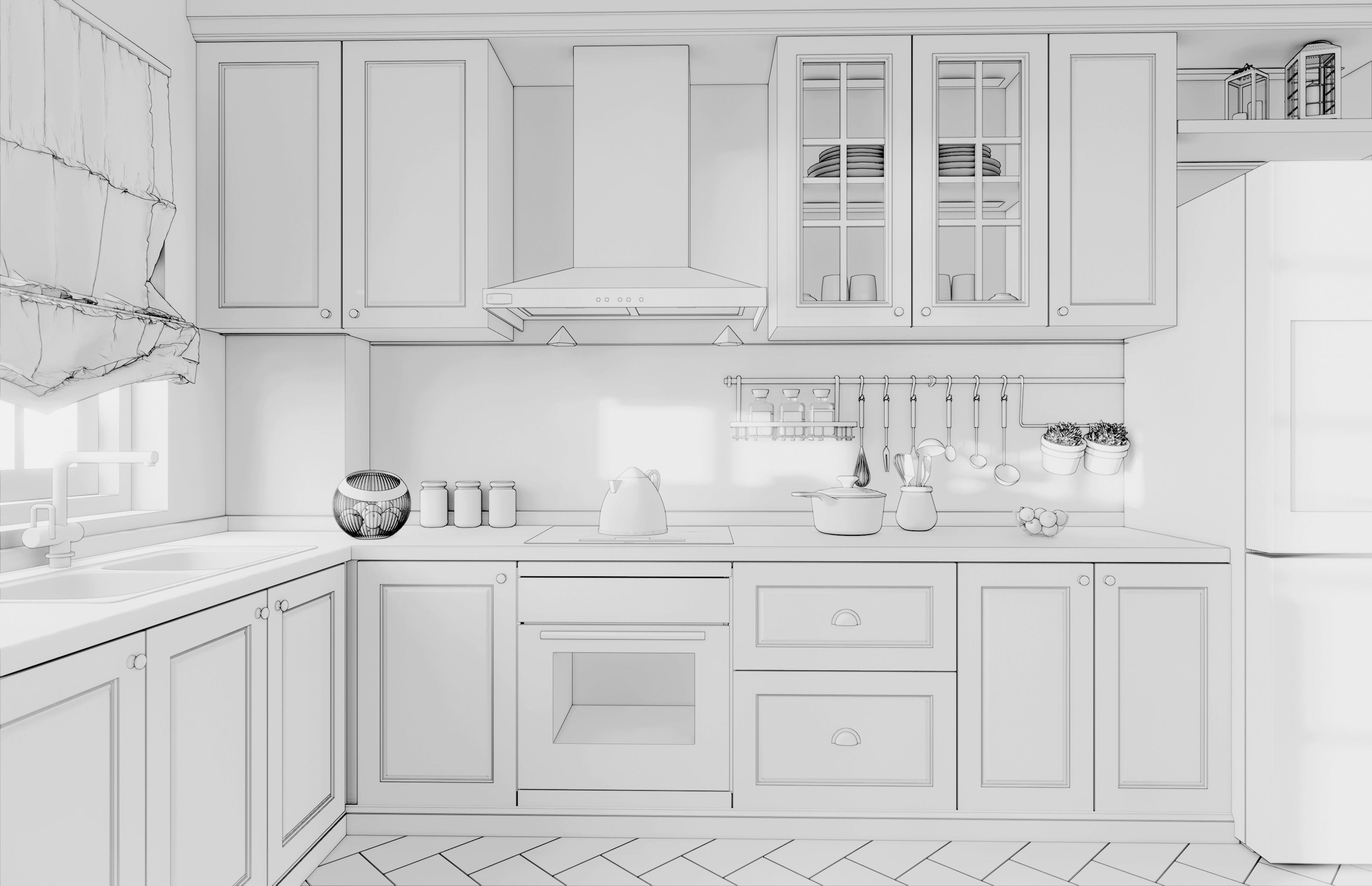 Farmhouse Kitchen Sketchup Model Scene 3D model | CGTrader
