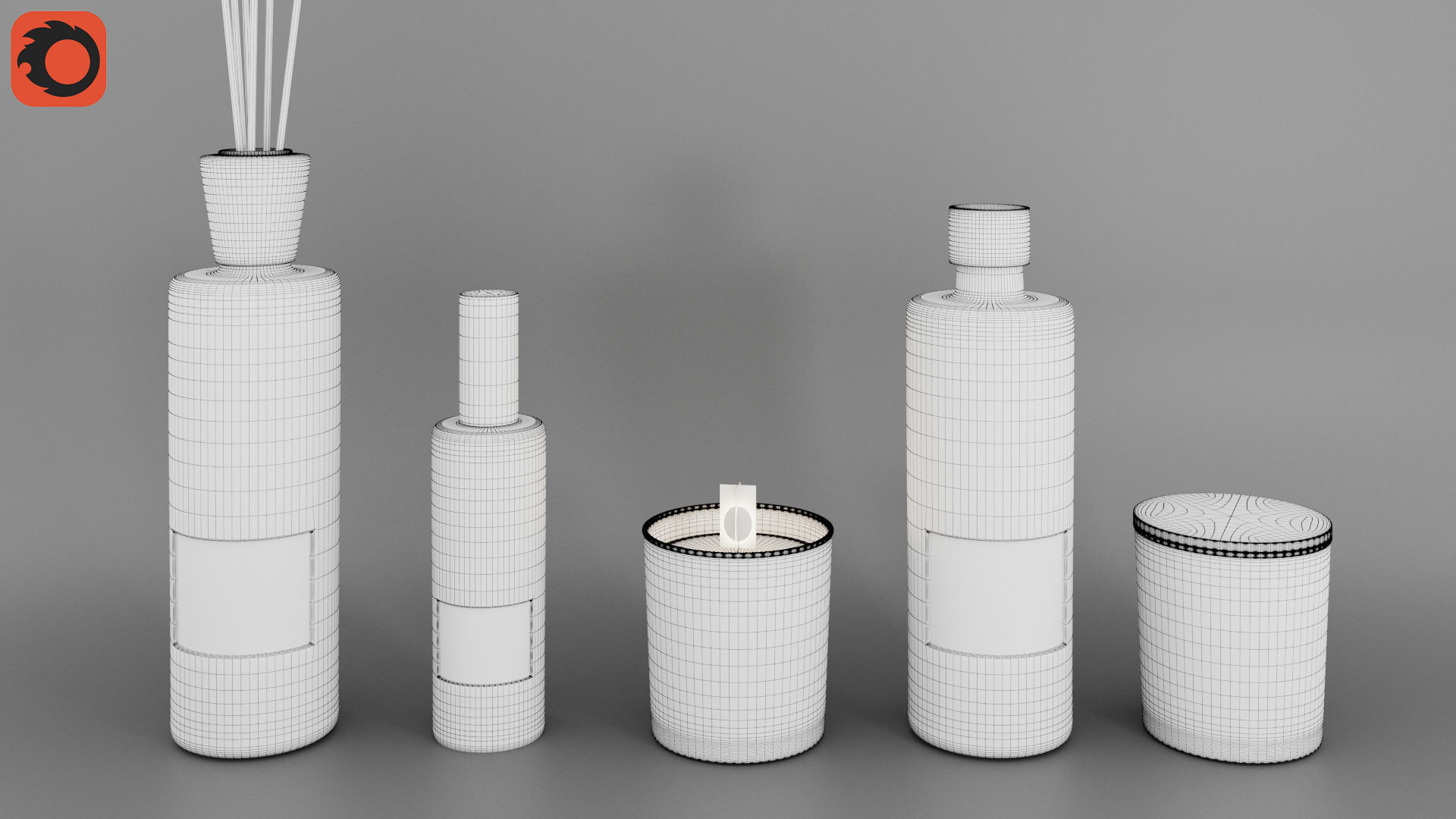 5-piece decorative set Sasso from Linari 3D model 3D model 3D model ...