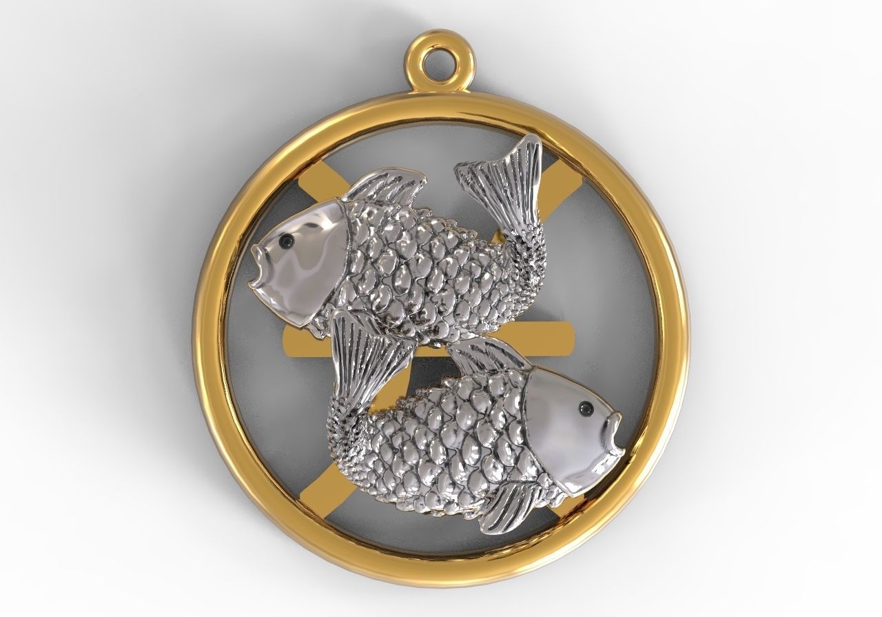 Pisces on symbol 3D model 3D printable | CGTrader