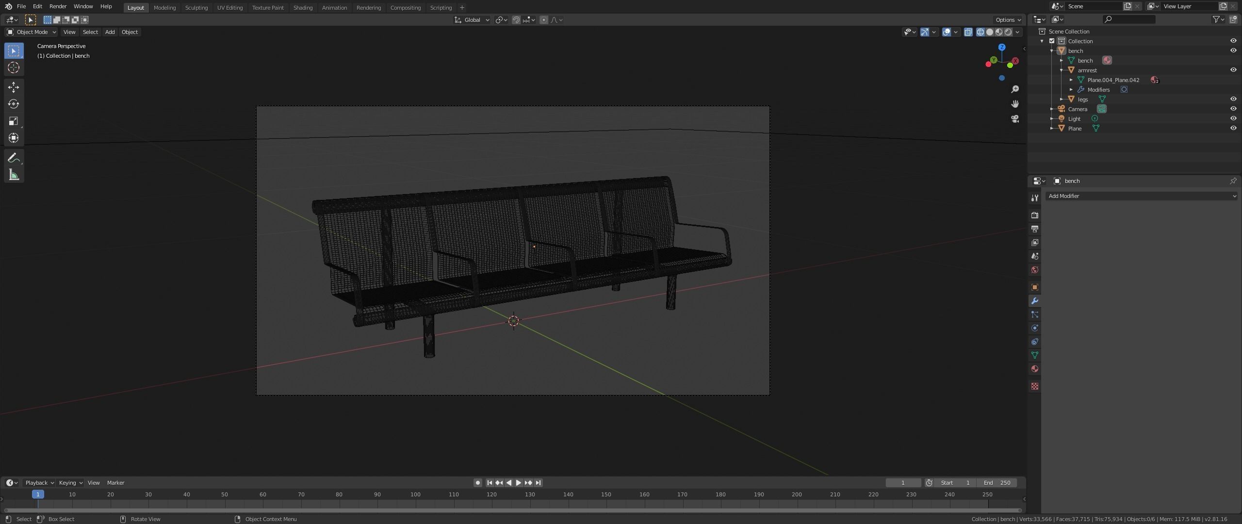Bench free 3D model | CGTrader