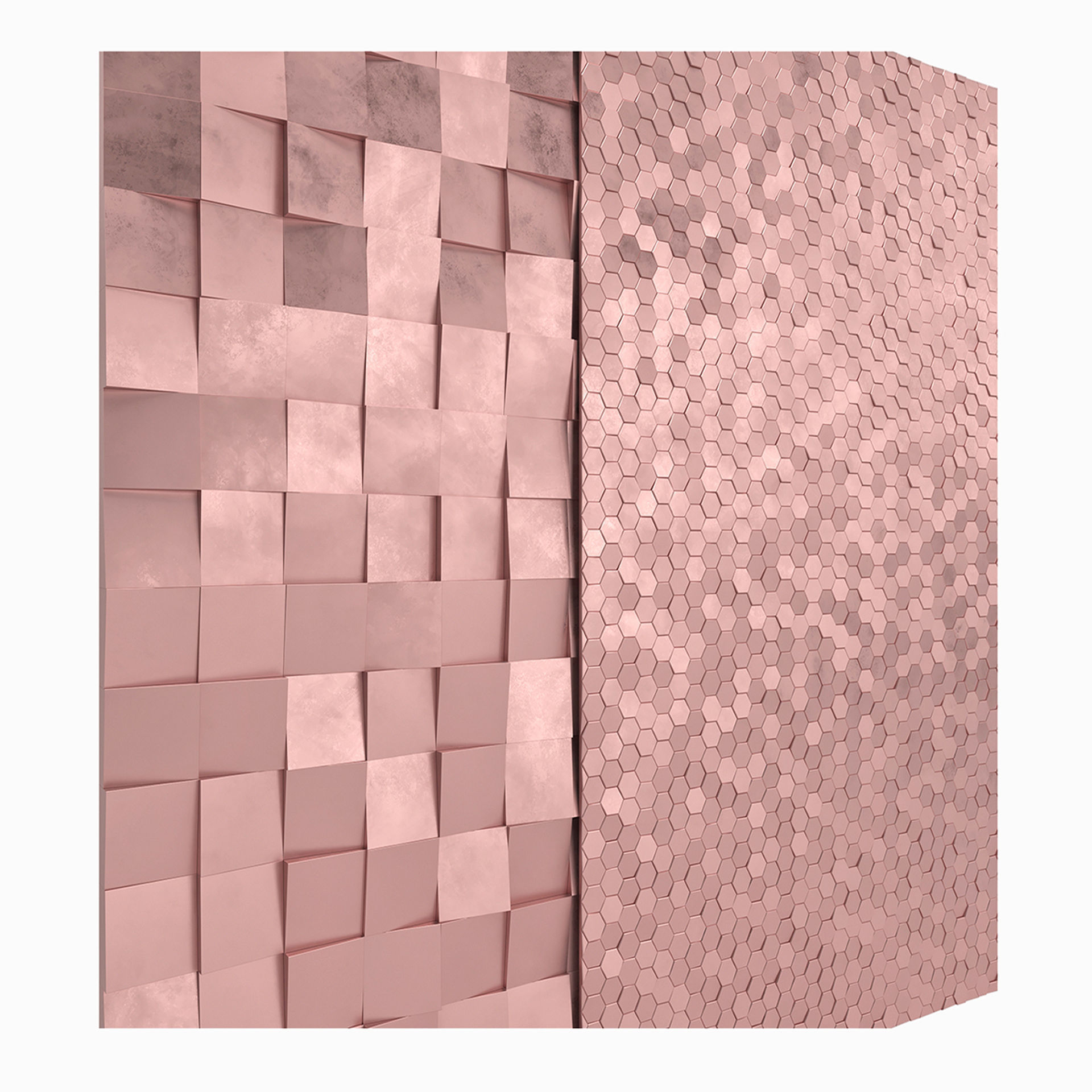 rose gold 3d wall - tiles wall decor- decorative tiles 3D model | CGTrader