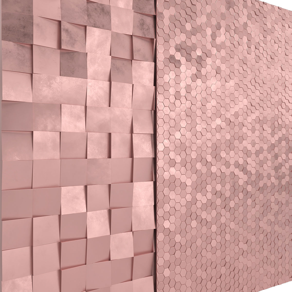rose gold 3d wall - tiles wall decor- decorative tiles 3D model | CGTrader