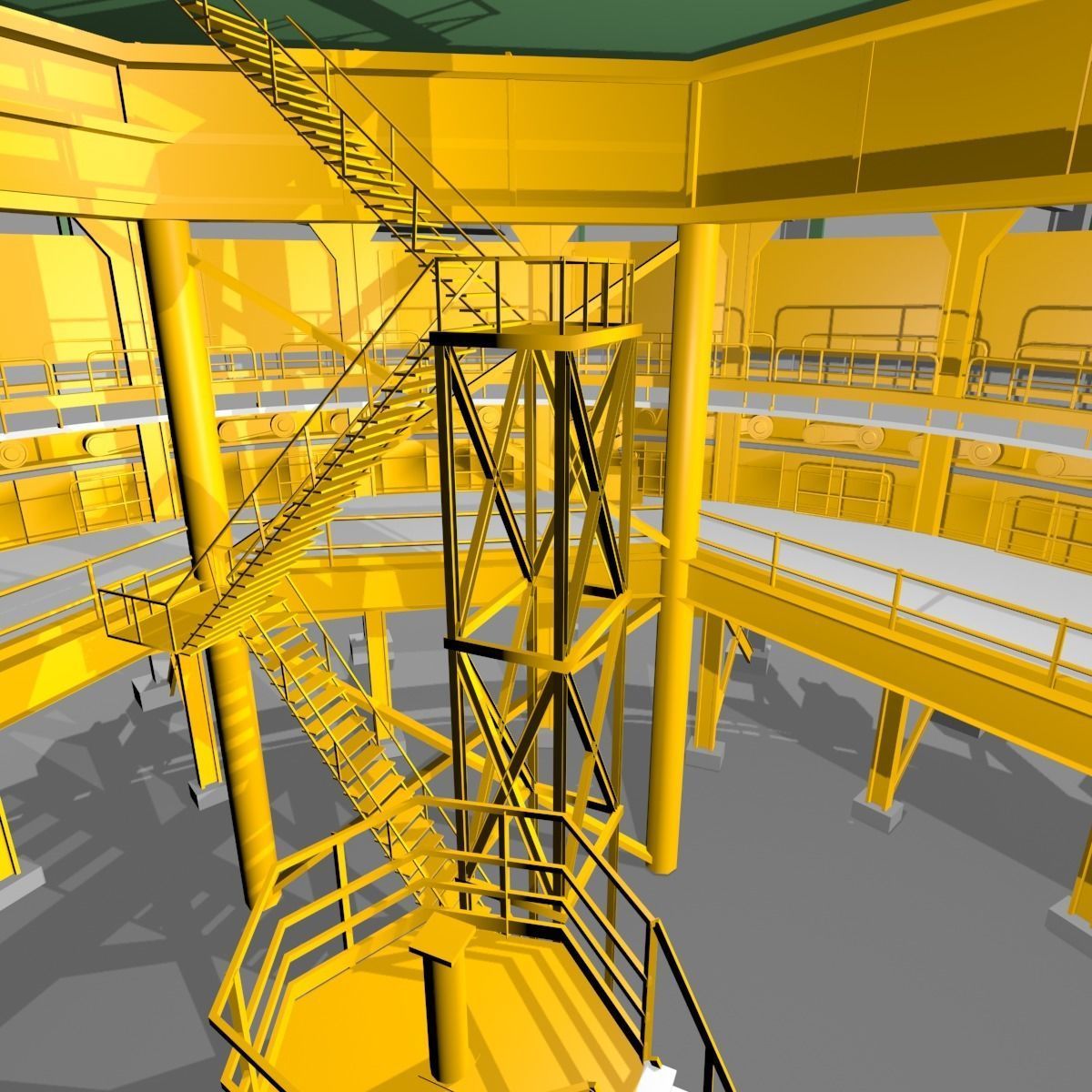 rotary kiln furnace and annular cooler 3D model rigged | CGTrader