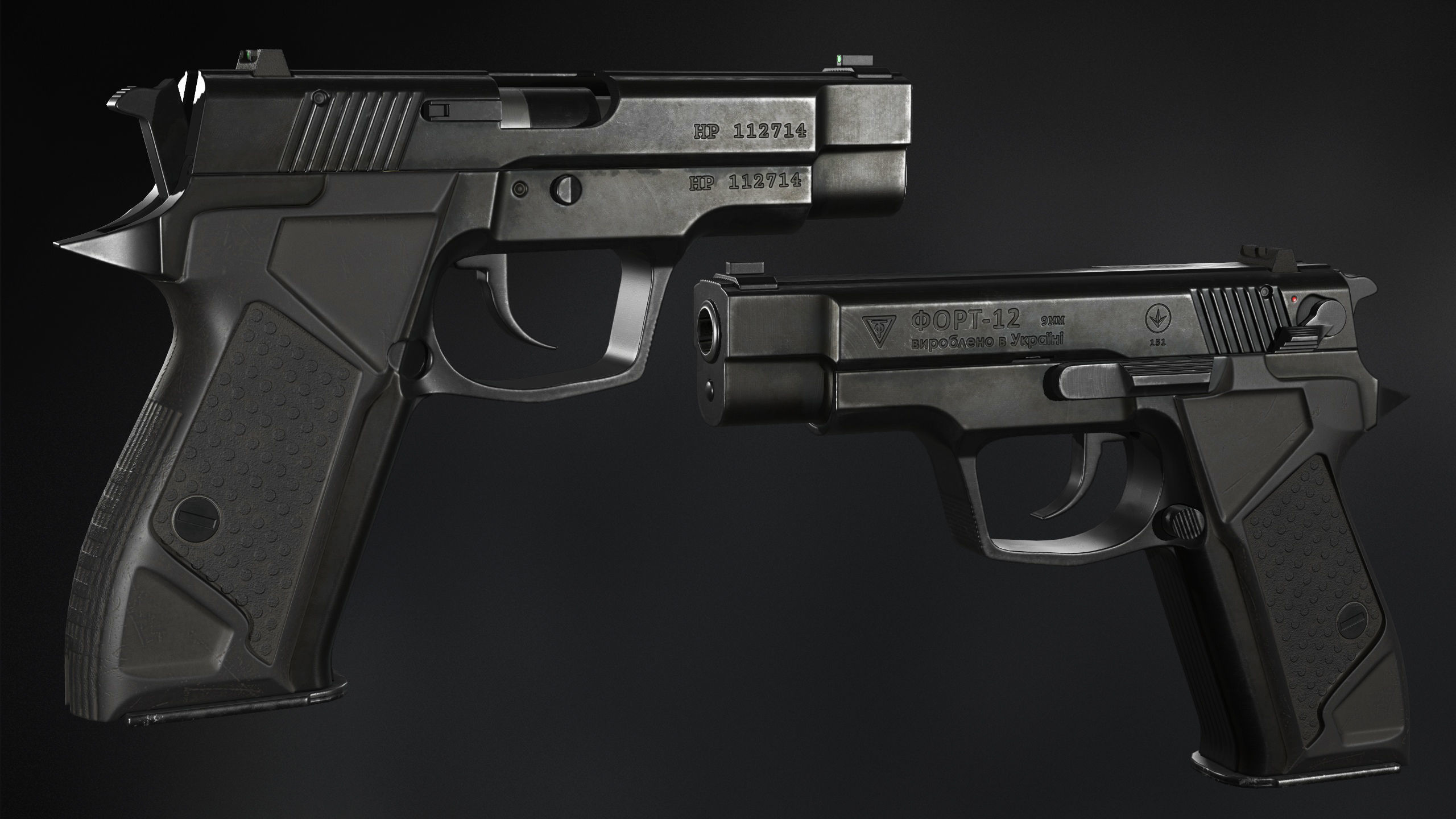 3D model Fort-12 handgun - Model and Textures Low-poly 3D model VR / AR ...