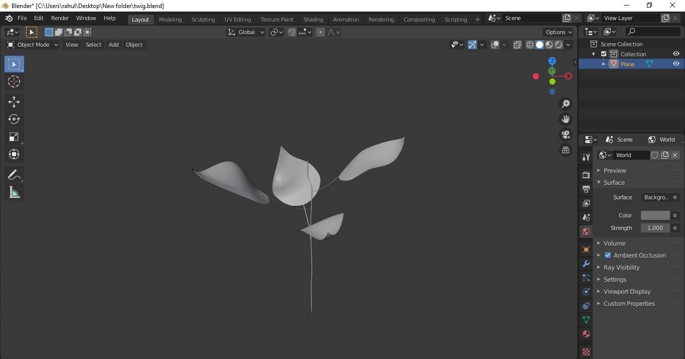 3D model twig with leaves VR / AR / low-poly | CGTrader