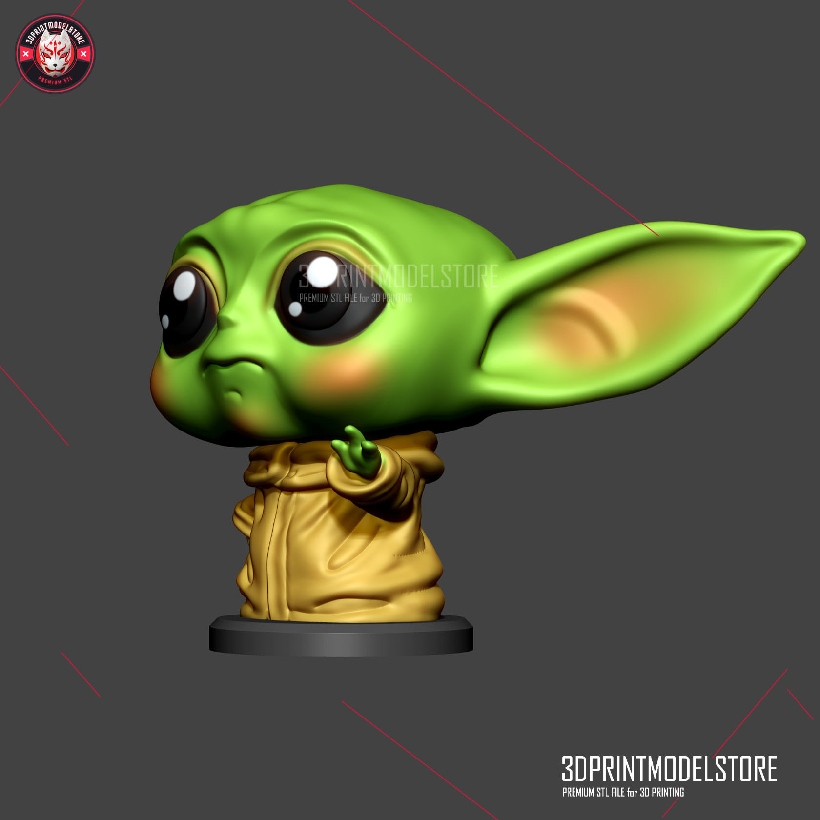 Cute baby Yoda statue STL file sculpt 3D model 3D printable | CGTrader