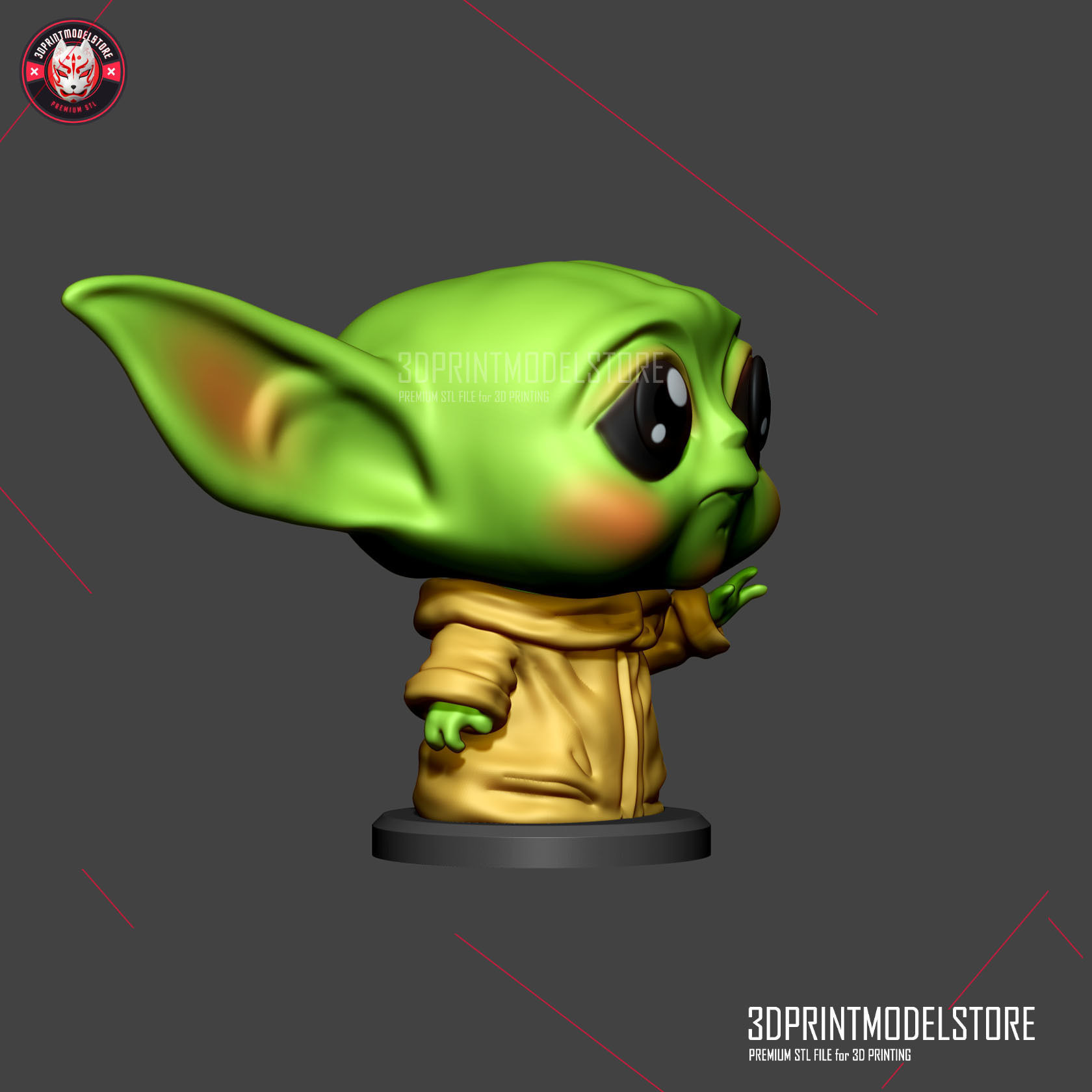 Cute baby Yoda statue STL file sculpt 3D model 3D printable | CGTrader
