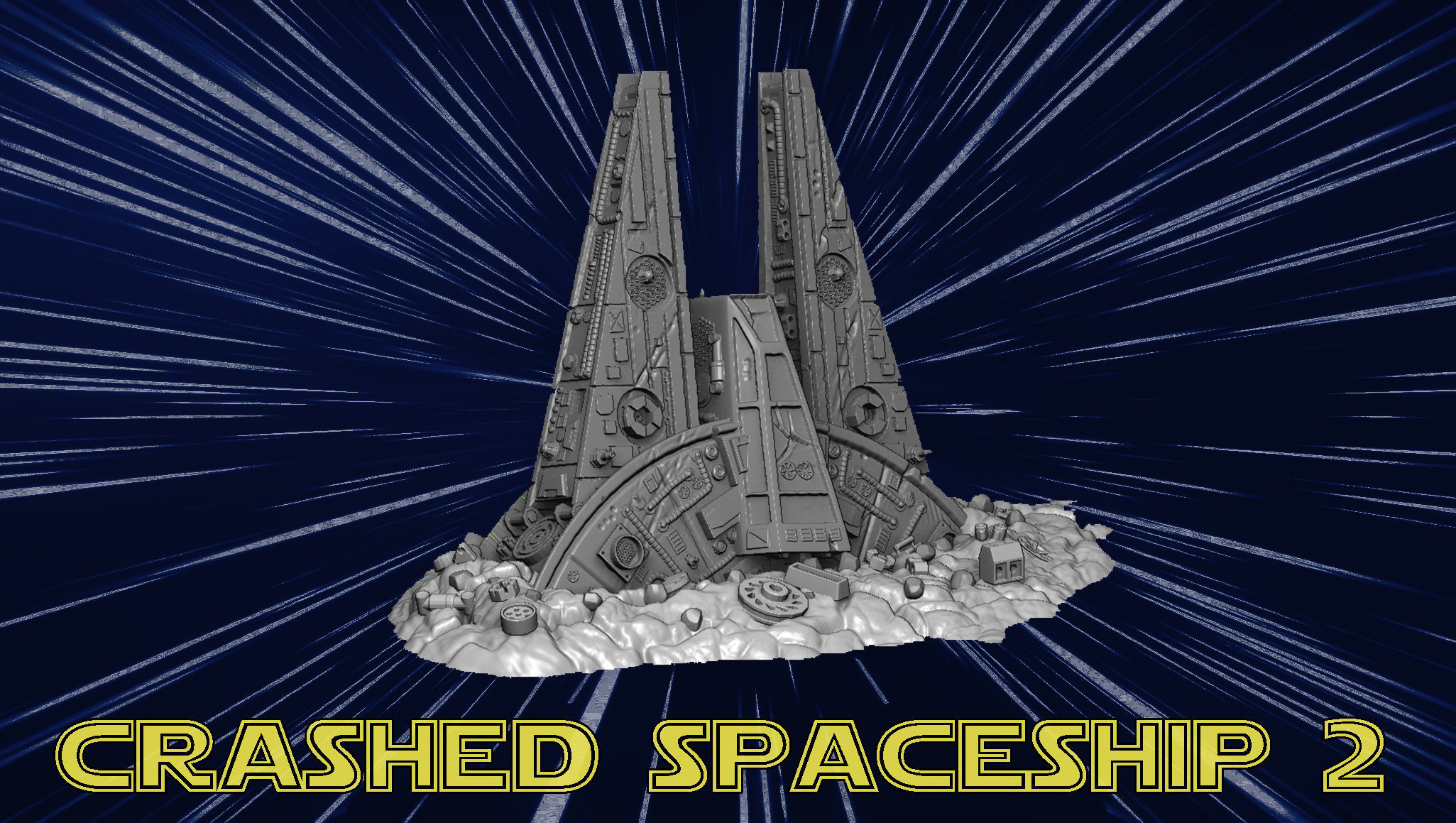 Crashed spaceship 2 3D model 3D printable | CGTrader