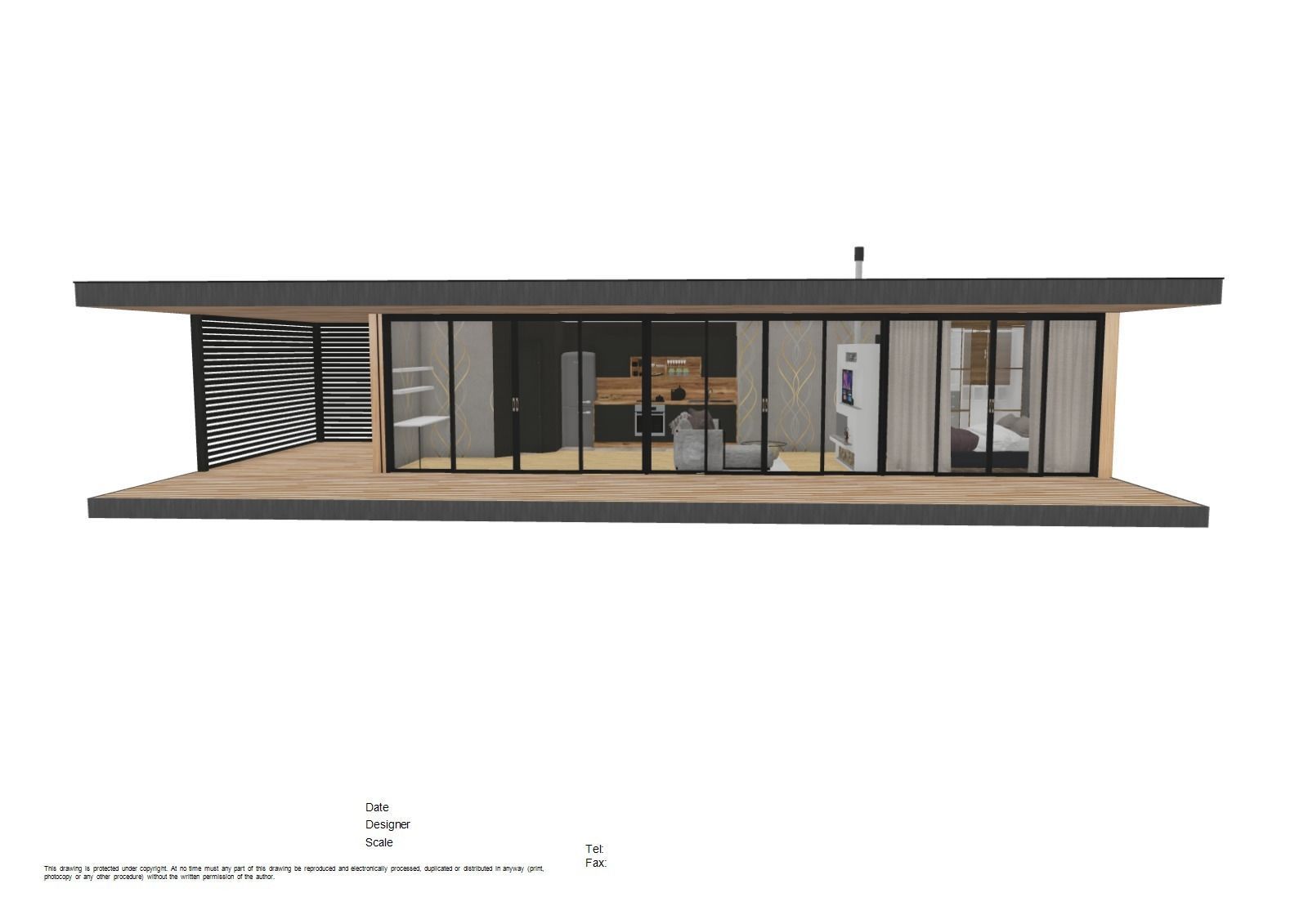 3D model modern mobile home tiny house vacation house on 44m2 VR / AR ...