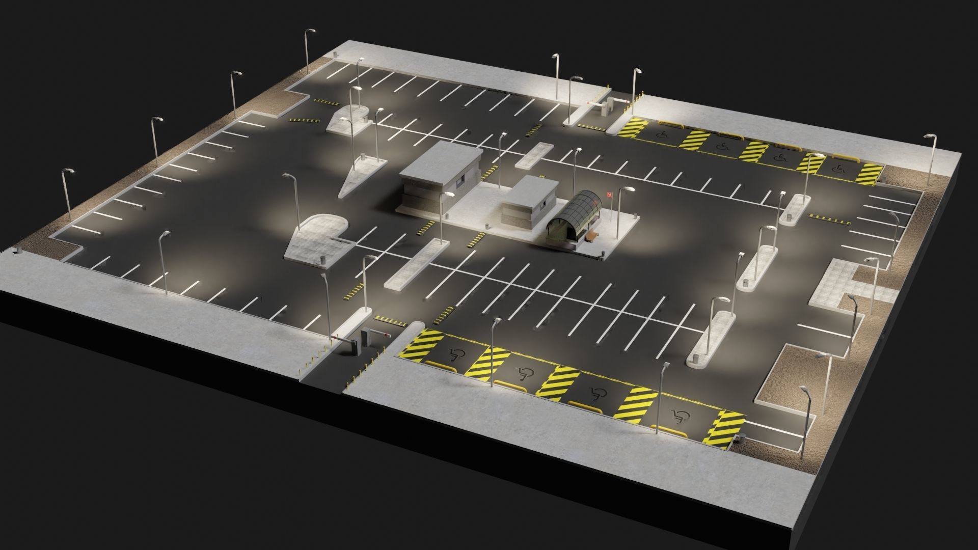 3D model Public Car Park Area VR / AR / low-poly | CGTrader