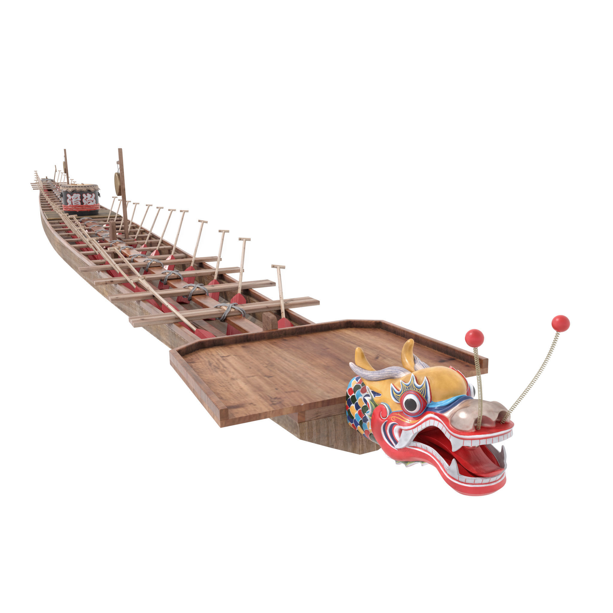Chinese traditional wooden dragon boat 3D model | CGTrader