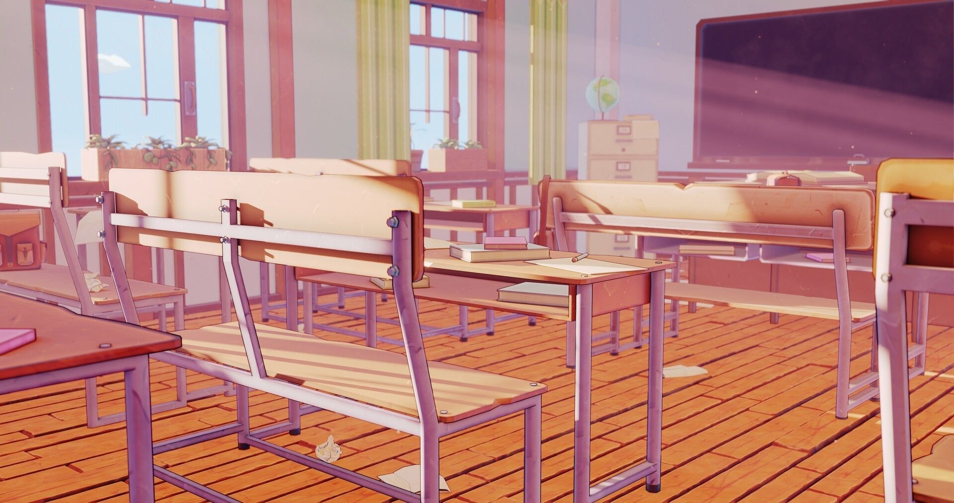 LowPoly Stylized Classroom free VR / AR / low-poly 3D model | CGTrader